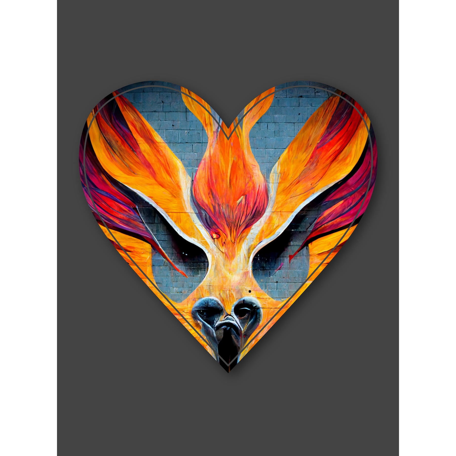 Symbol Heart Love Phoenix Orange Decorative Graffiti Mural Alphabet ...