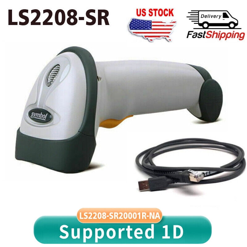 Symbol LS2208-SR20001R-NA 1D Handheld USB Barcode Scanner w Stand & USB ...