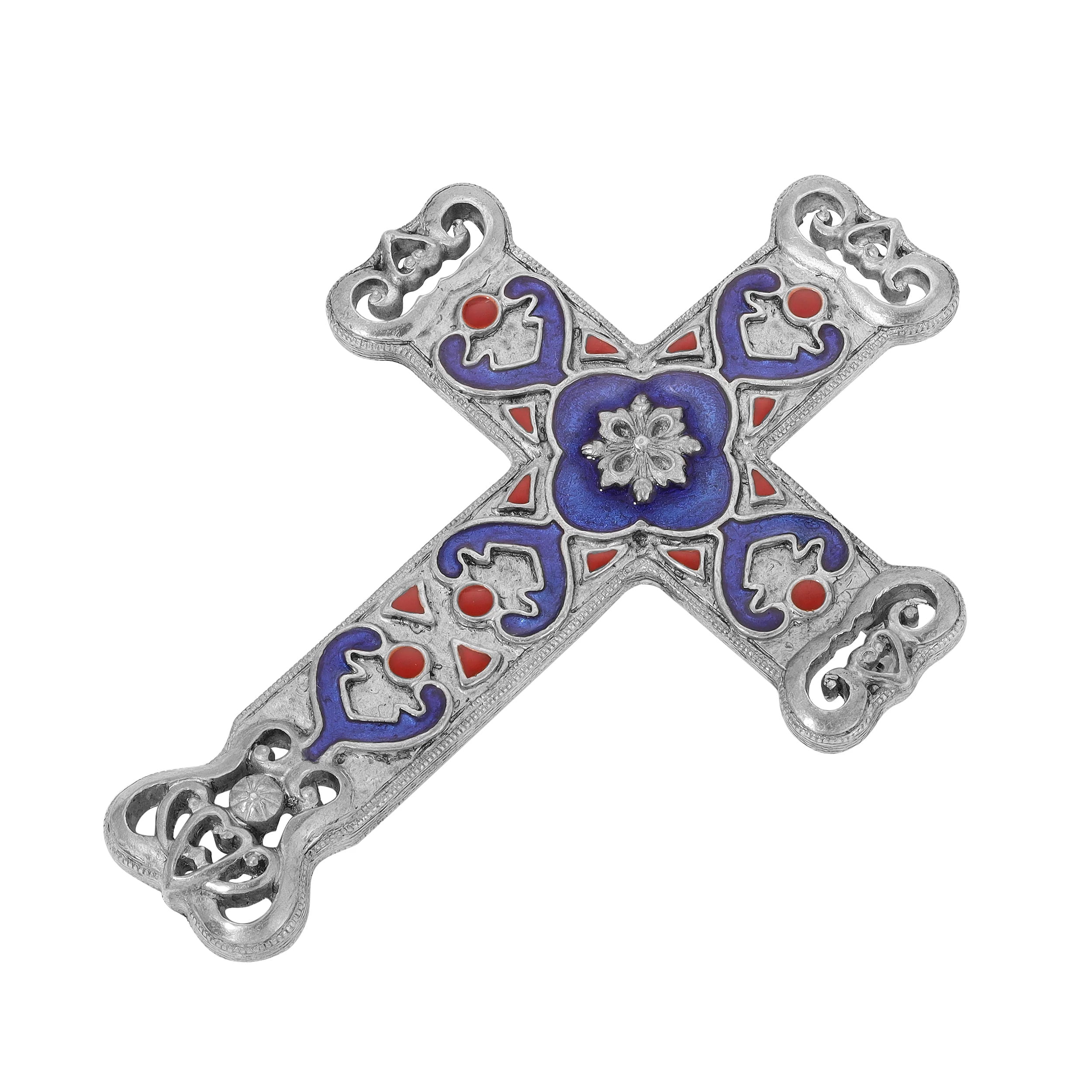 Symbols Of Faith Antigua Enamel Cross Heart Brooch - Walmart.com