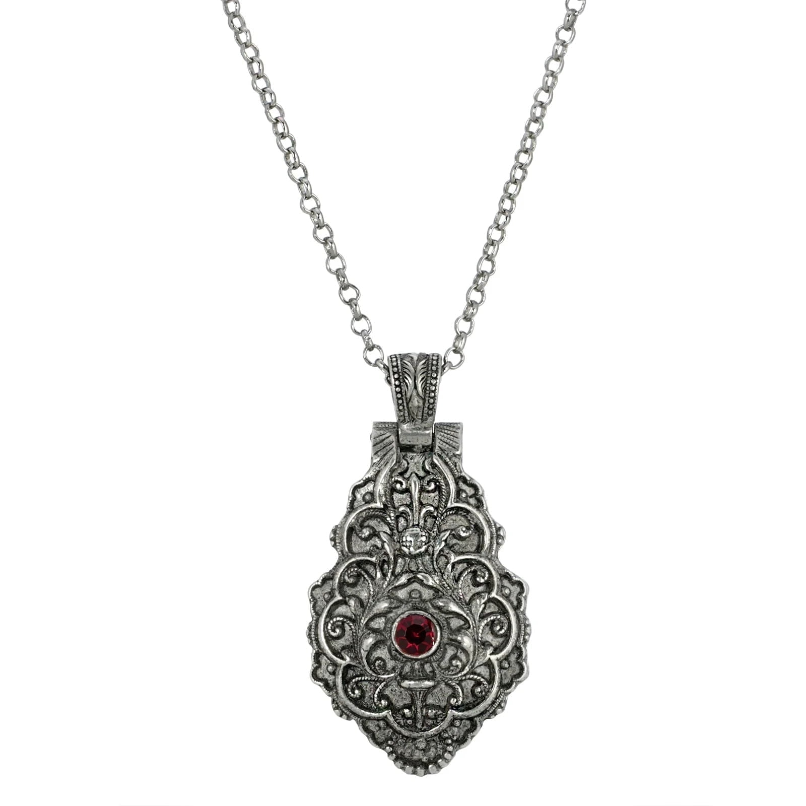 Symbols Of Faith Antiqued Pewter Red Enamel Cherub Reliquary Pendant ...