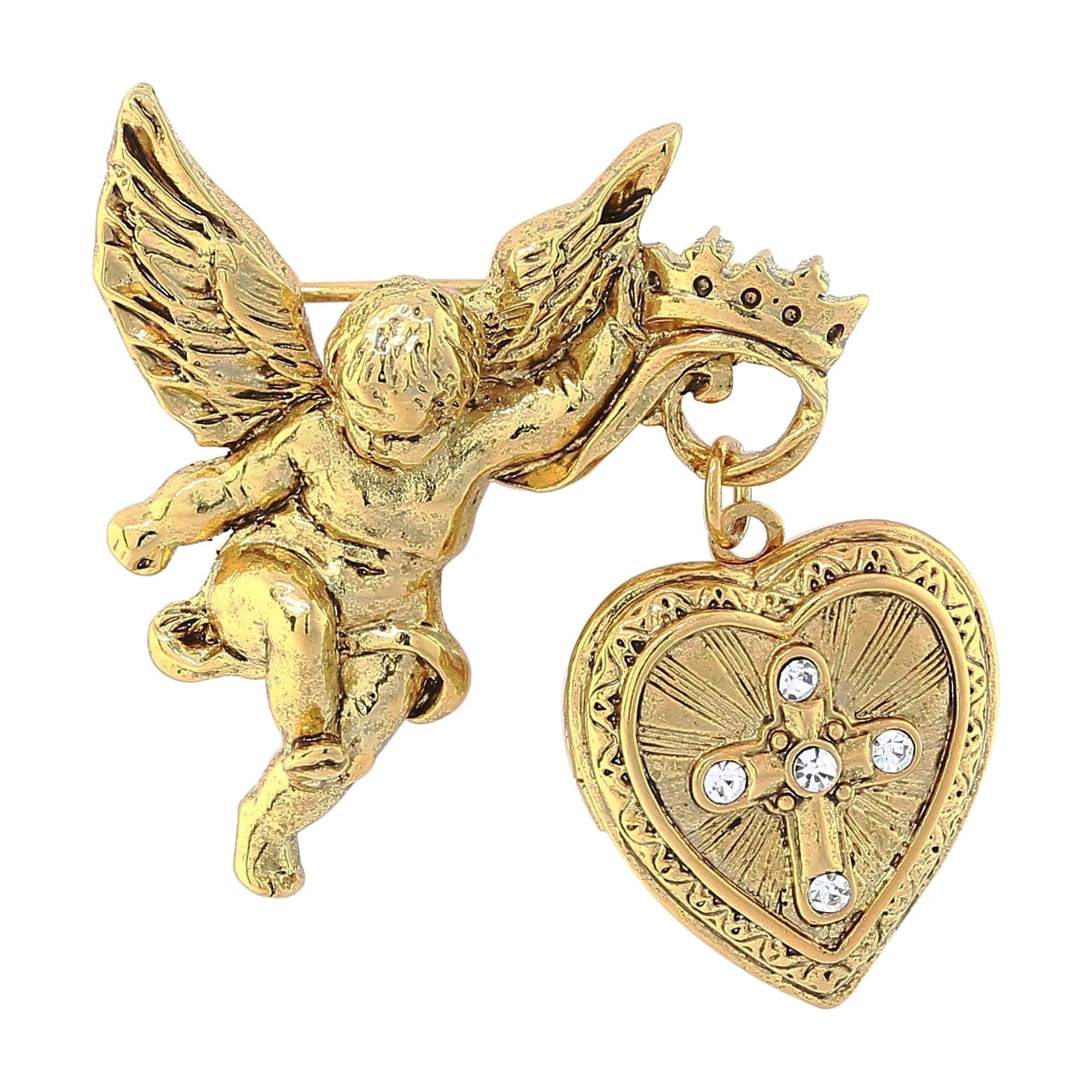 Symbols Of Faith Crystal Glory Of The Cross Fob Locket Brooch - Walmart.com