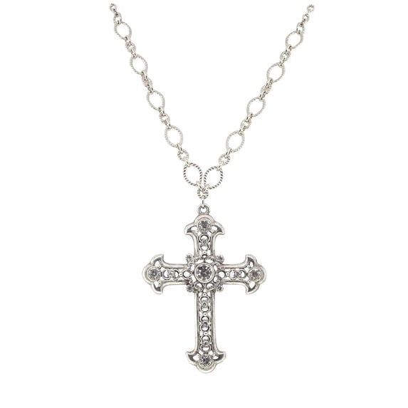 Symbols Of Faith Crystal Large Cross Pendant Necklace 28 Adjustable ...