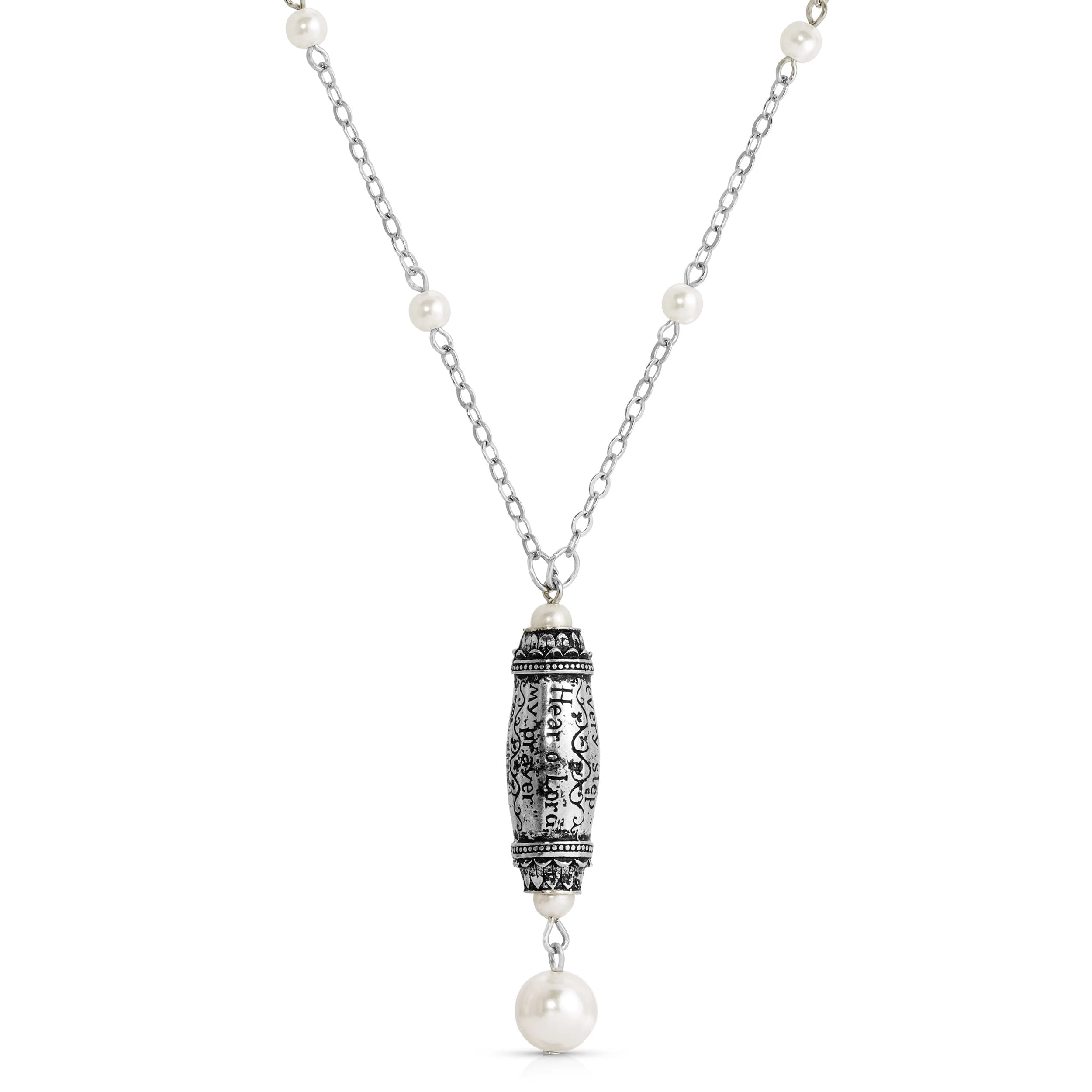 Symbols Of Faith Faux Pearl Scroll Scripture Pendant Necklace 28 ...