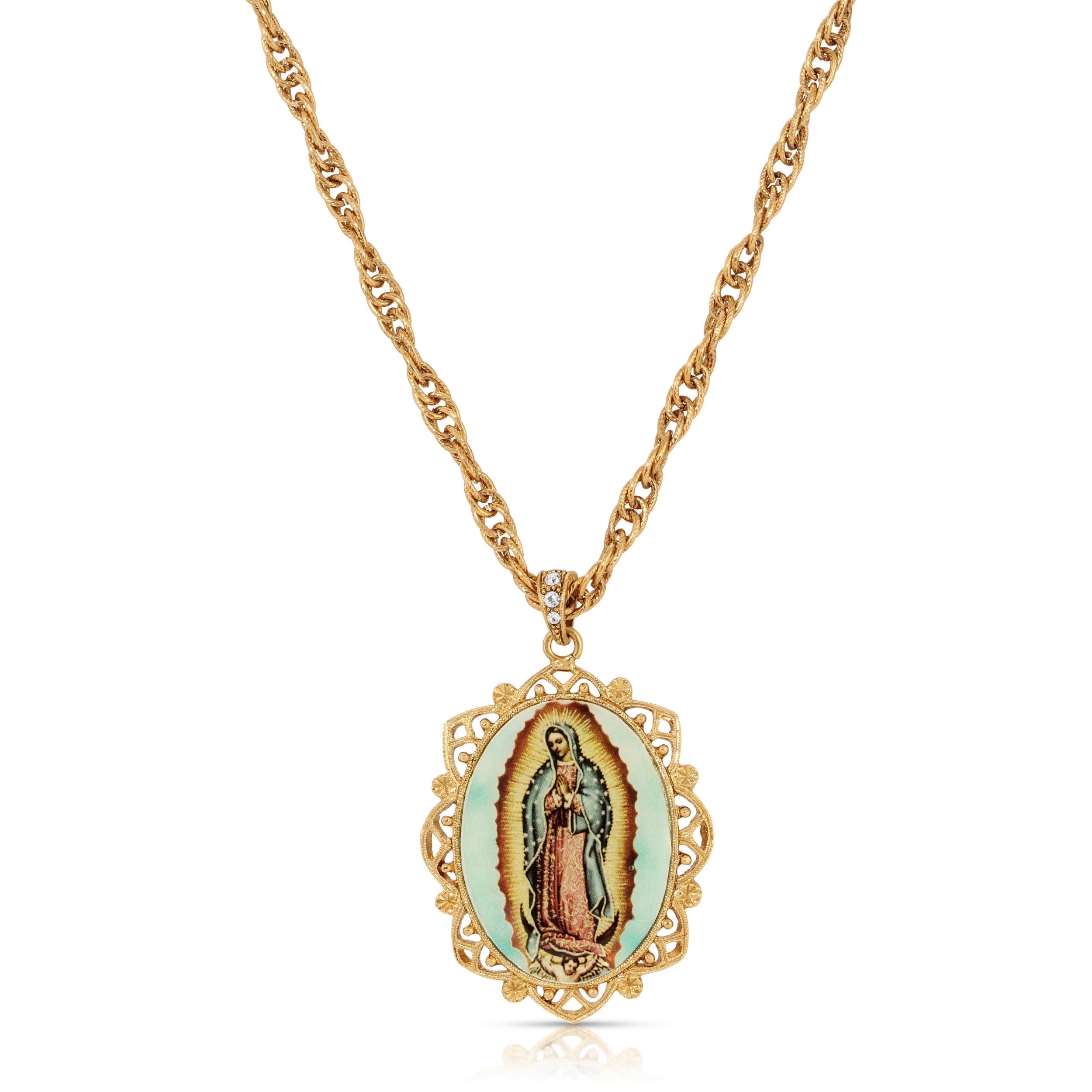 Symbols Of Faith Floral Filigree Lady Of Guadalupe Pendant Necklace 28 ...