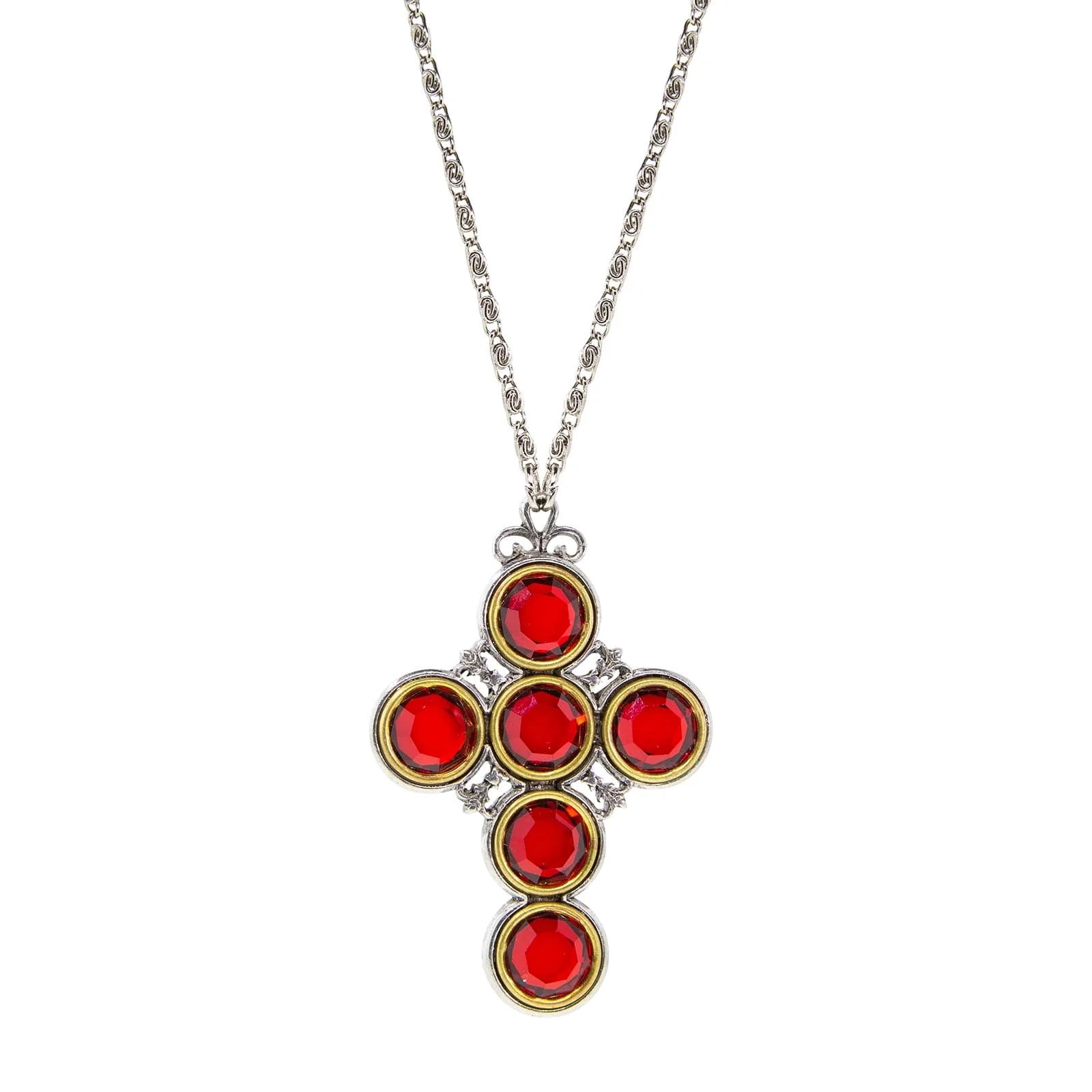 Symbols Of Faith Pewter Color Crystal Cross Pendant Necklace 24 + 3 ...