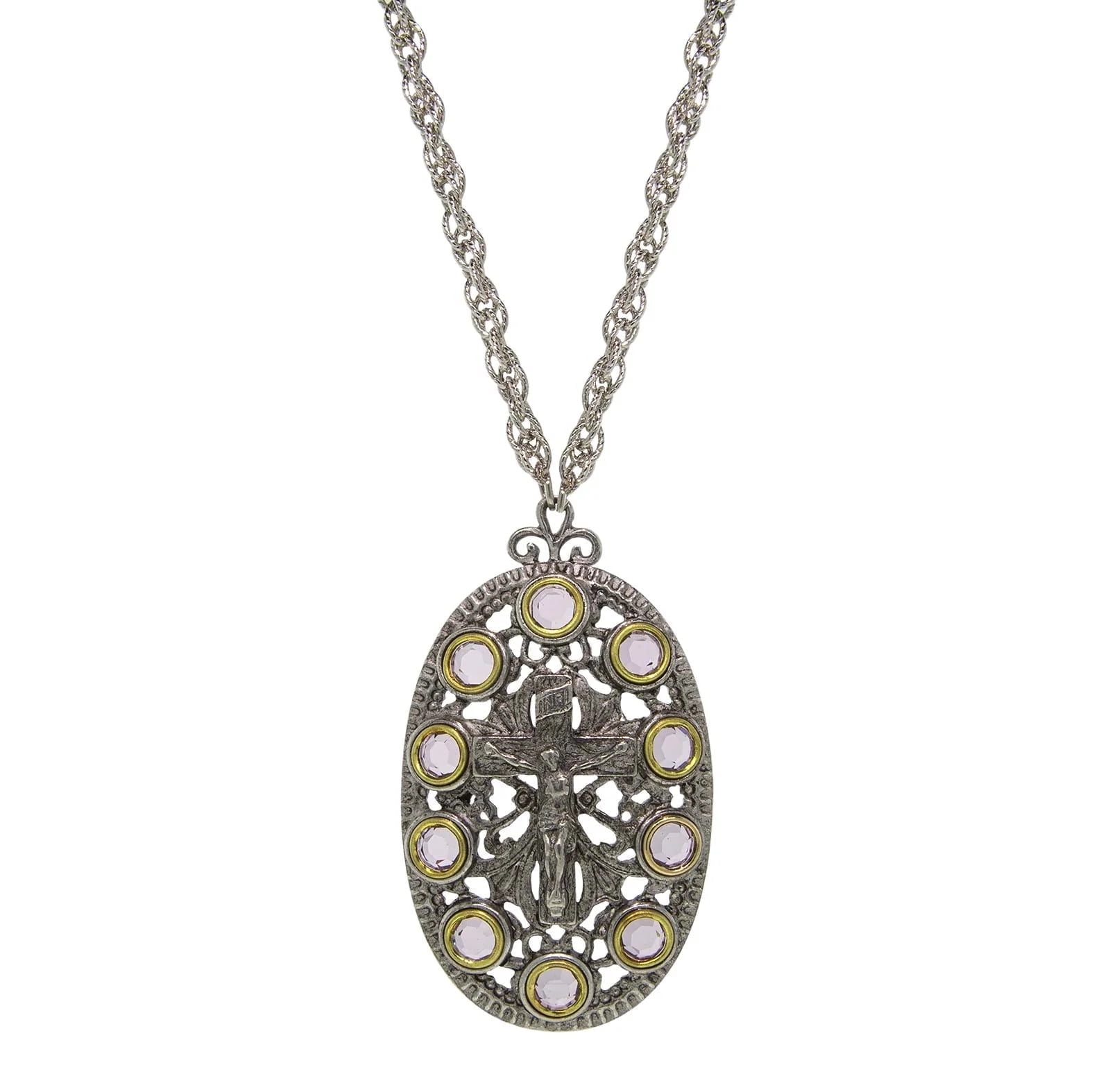 Symbols Of Faith Pewter Purple Austrian Crystal Rosary Crucifix Cross ...