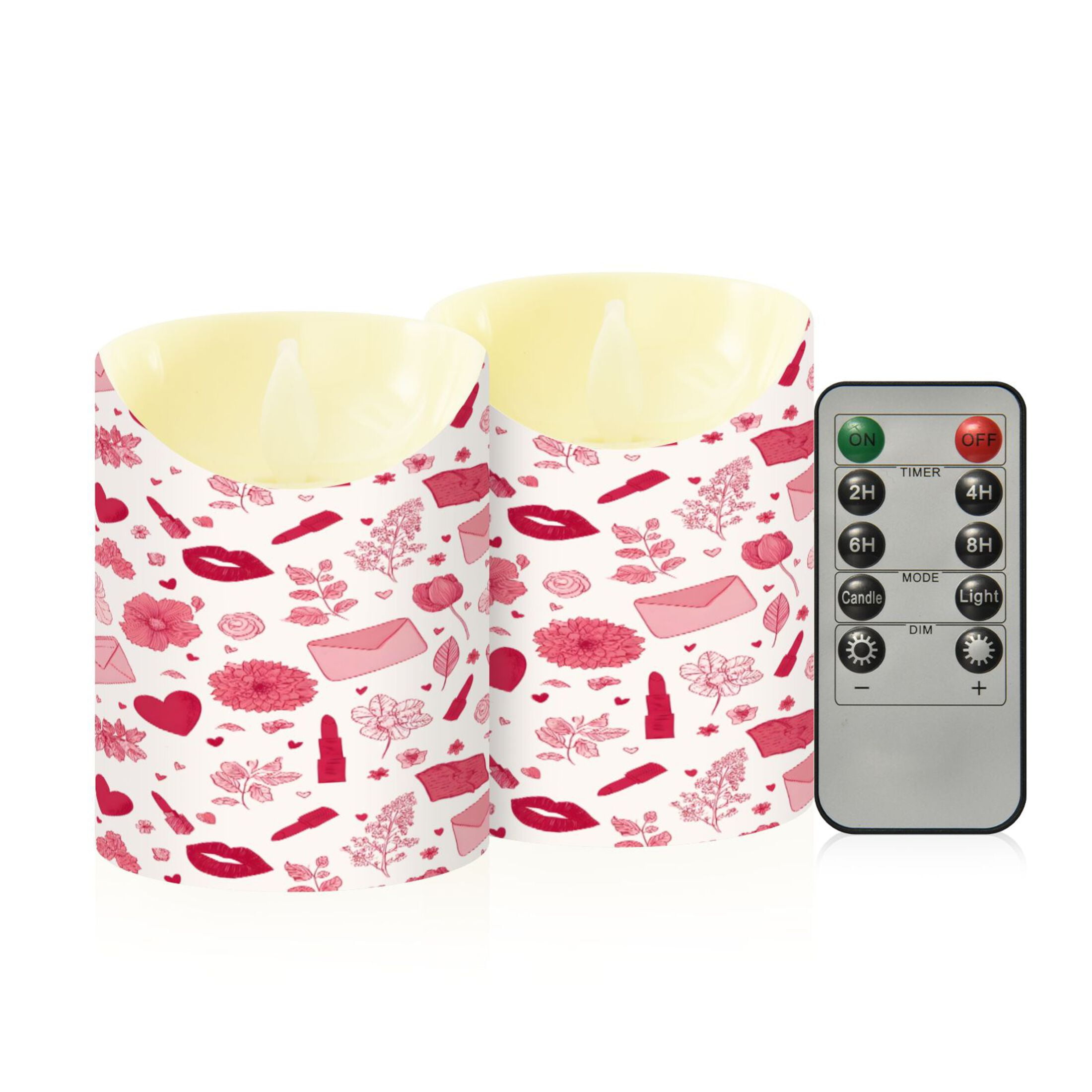 Symbols Such As Hearts Pattern Flameless Candles 2 PCS with Remote ...