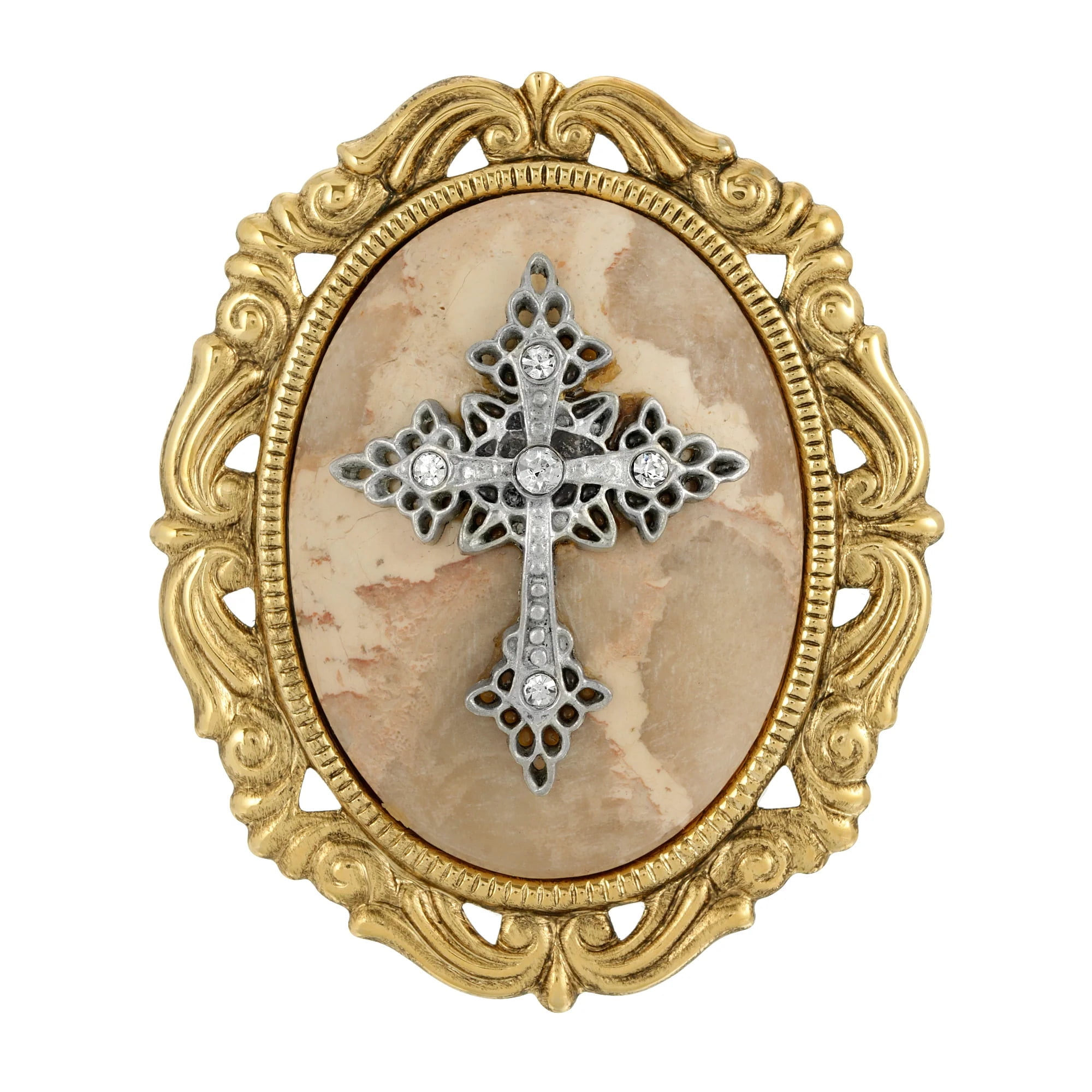 Symbols of Faith Oval Pendant with Cross Brooch - Walmart.com