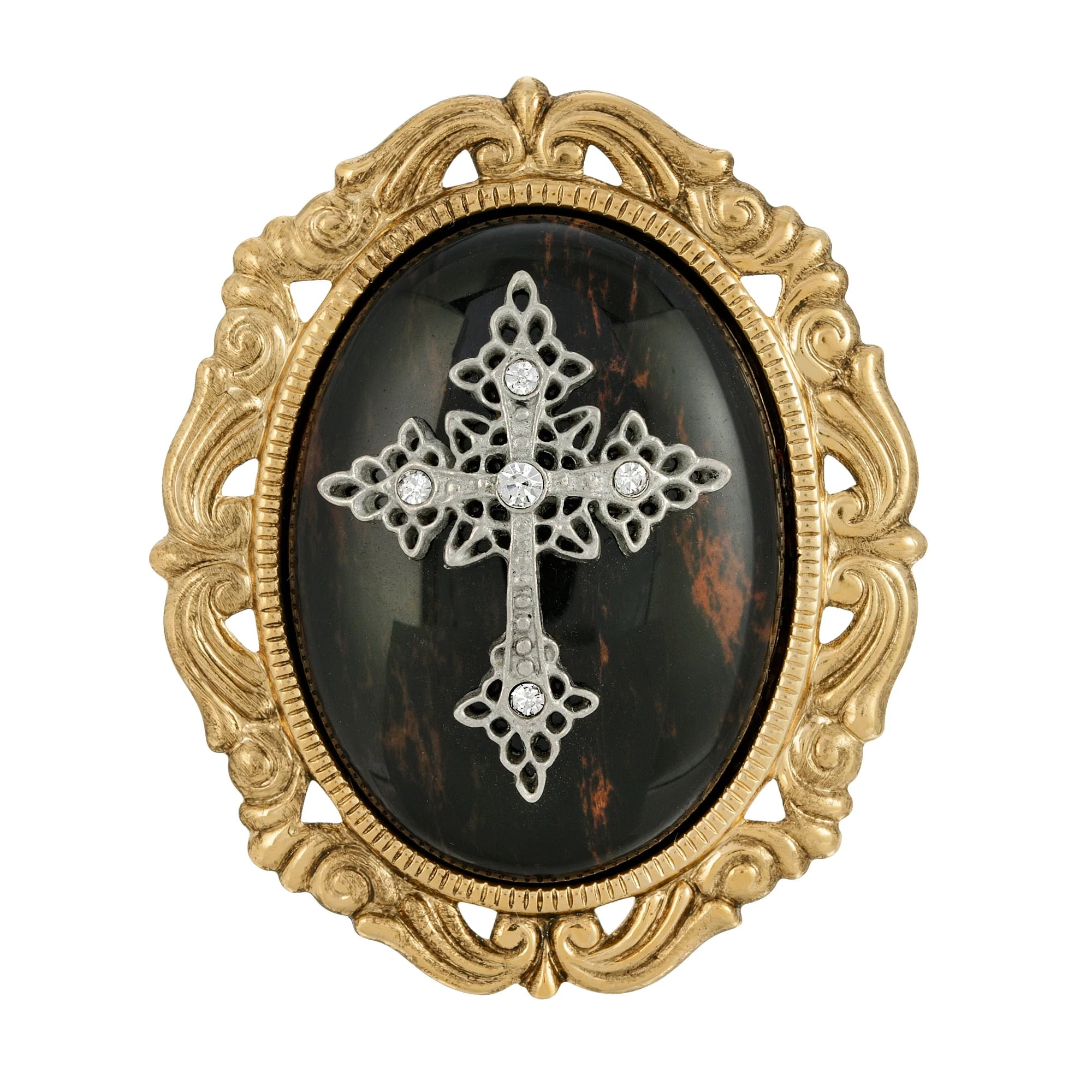 Symbols of Faith Oval Pendant with Cross Brooch - Walmart Business Supplies
