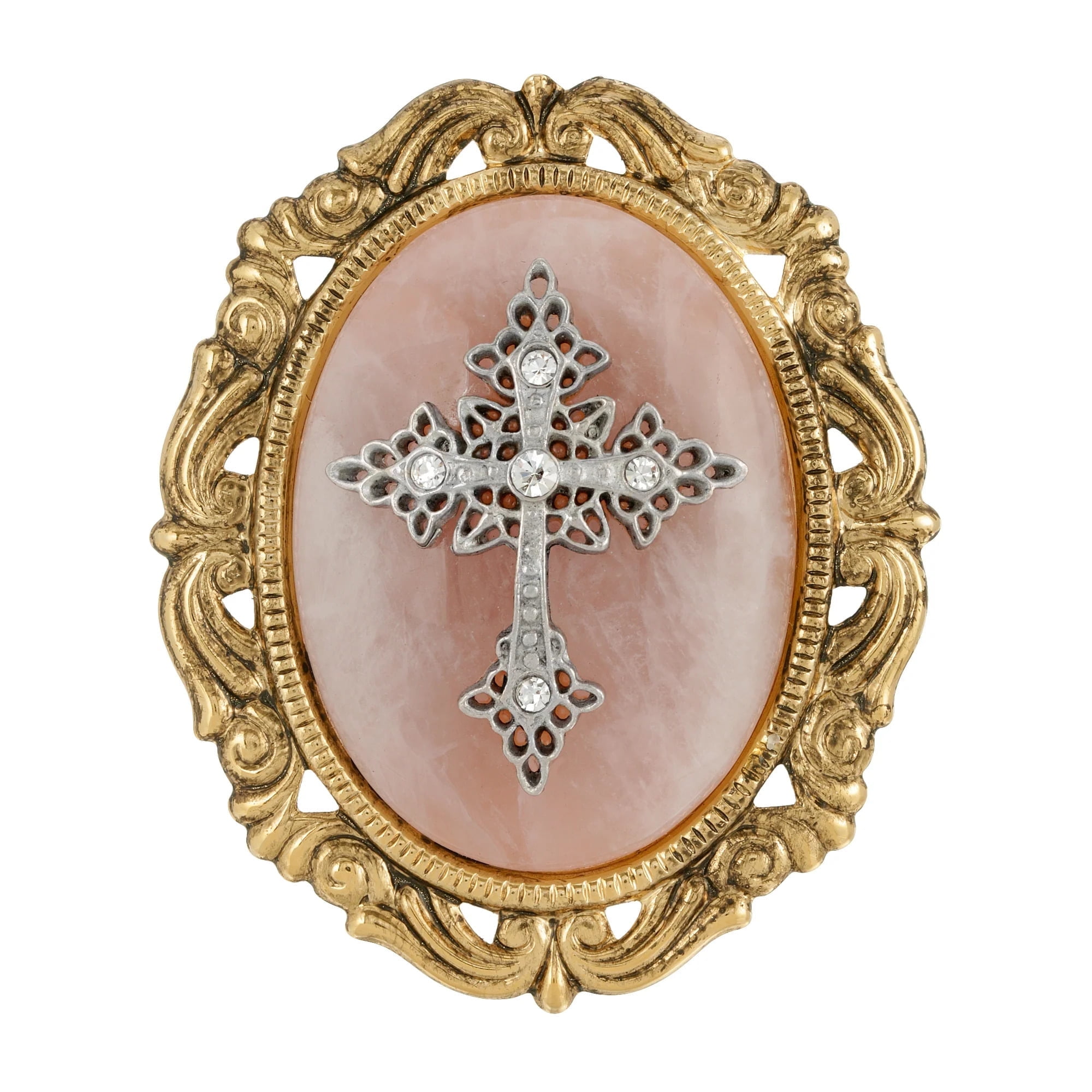Symbols of Faith Oval Pendant with Cross Brooch - Walmart.com