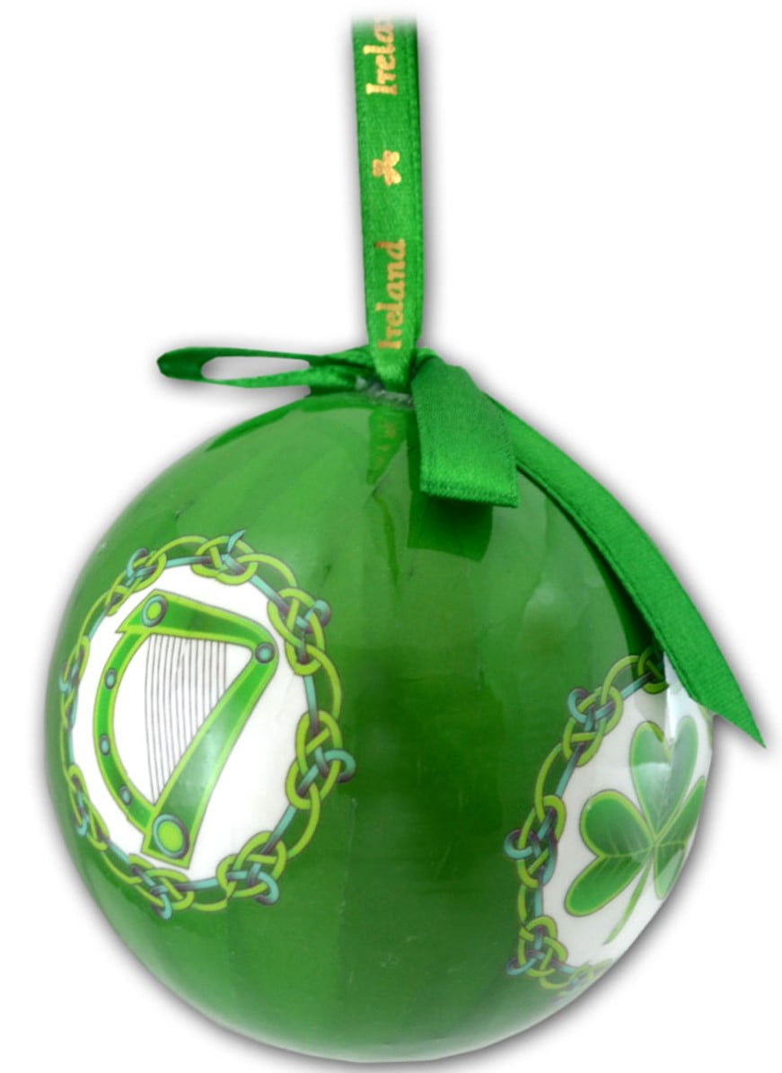 Symbols of Ireland Celtic Bauble Ornament Irish Emblems Christmas Globe ...