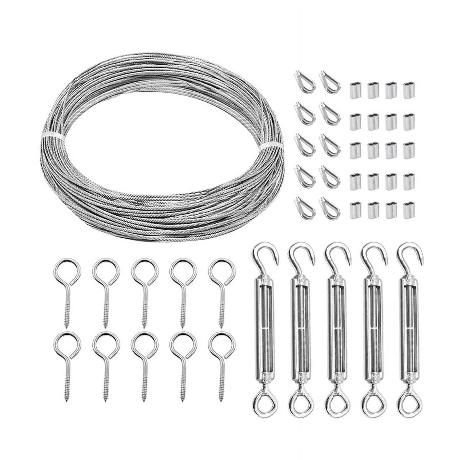 Symkmb 1/16Inch Turnbuckle Wire Tensioner Kit Heavy Turnbuckle Cable Railing Kit 115Ft Wire Rope ...