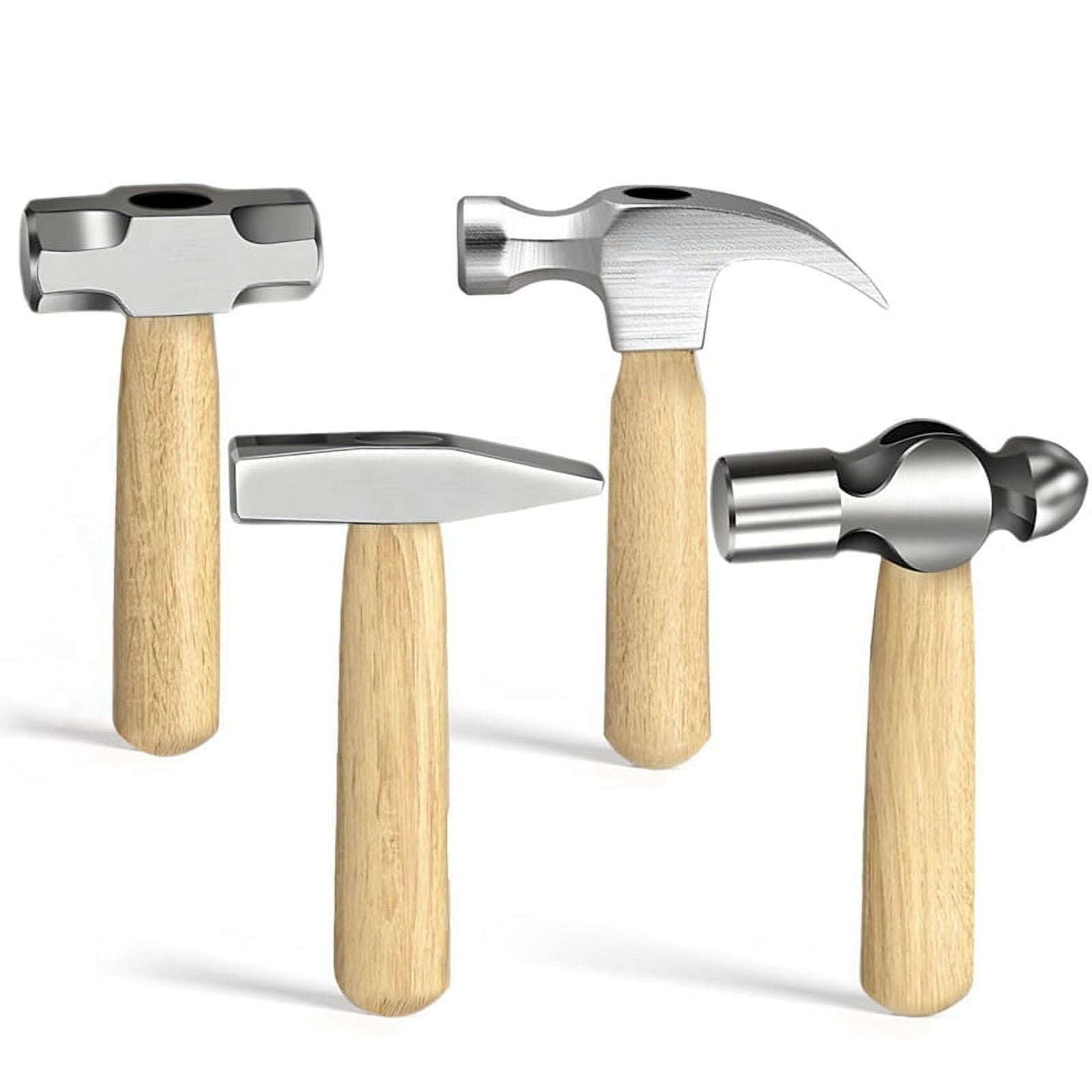 Symkmb 4Pcs Small Hammer Set, · and Polished Steel , Short Wood Handle ...