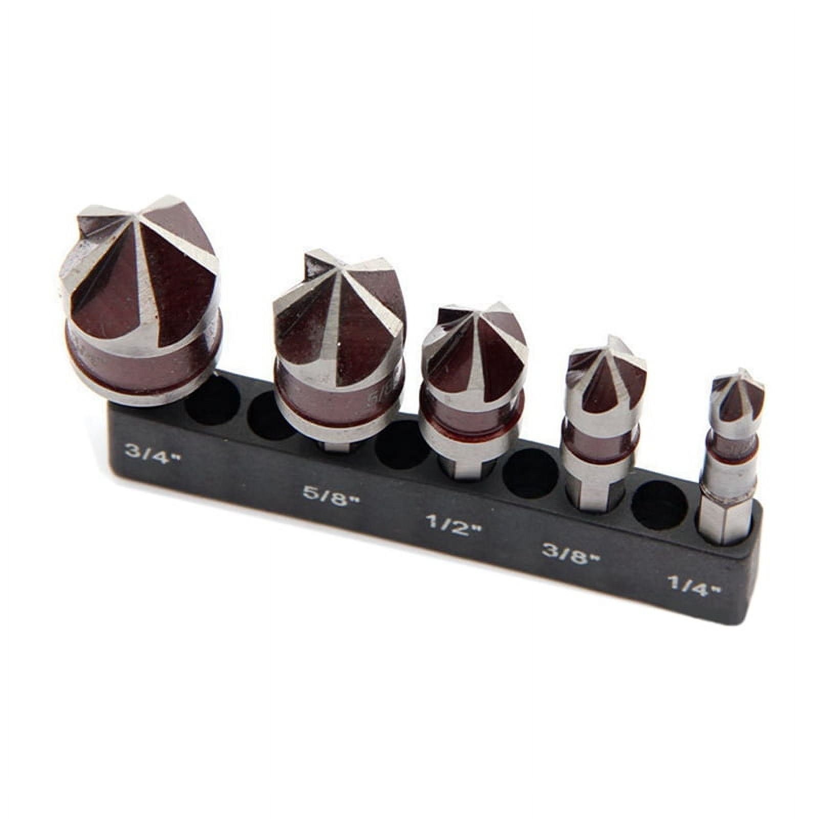 5 Flute Metal M35 Cobalt Countersink Drill Bit Set 82° 5pcs 1/4In Hex ...