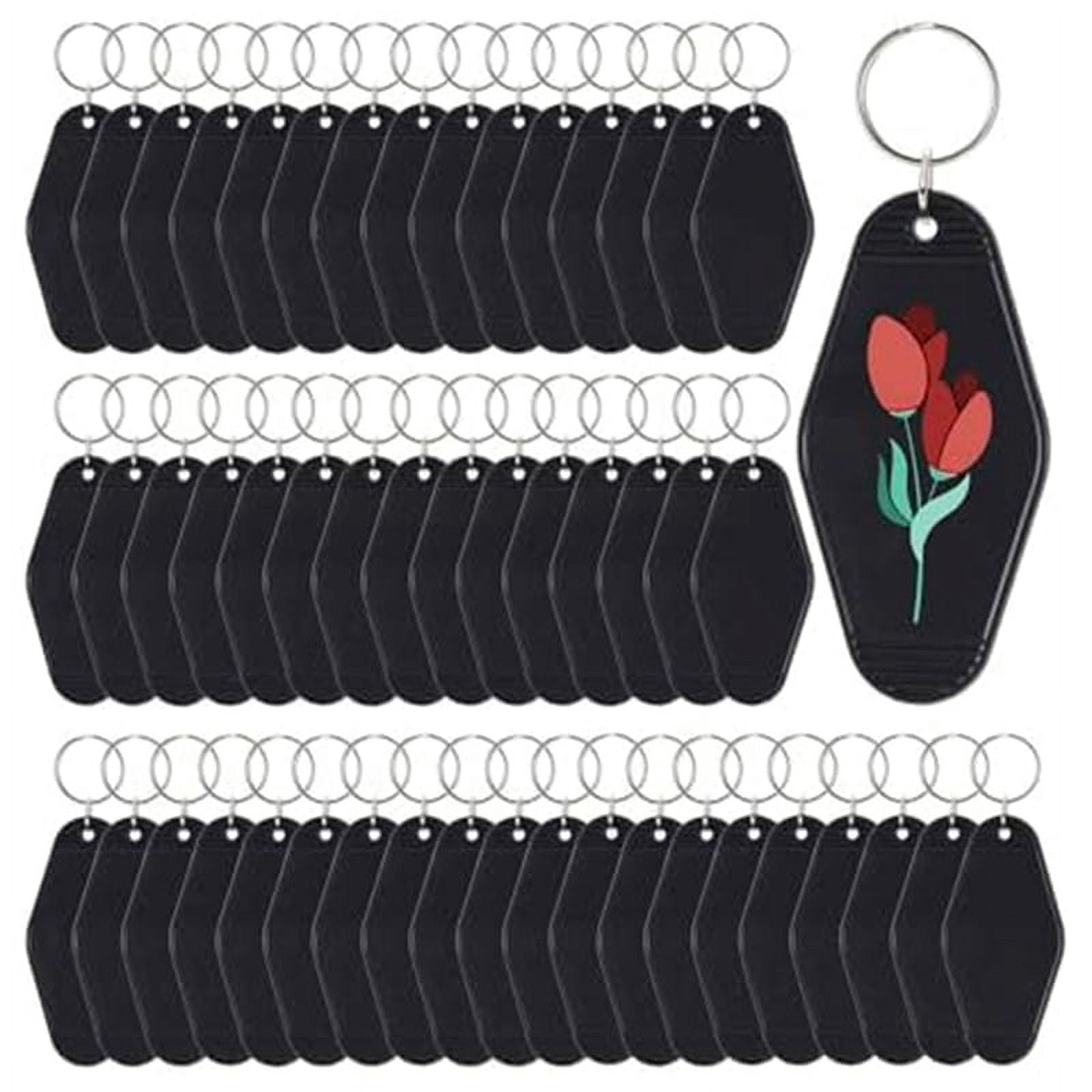 50pcs Blank Motel Keychain Bulk with Key Rings, White Vintage Hotel ...