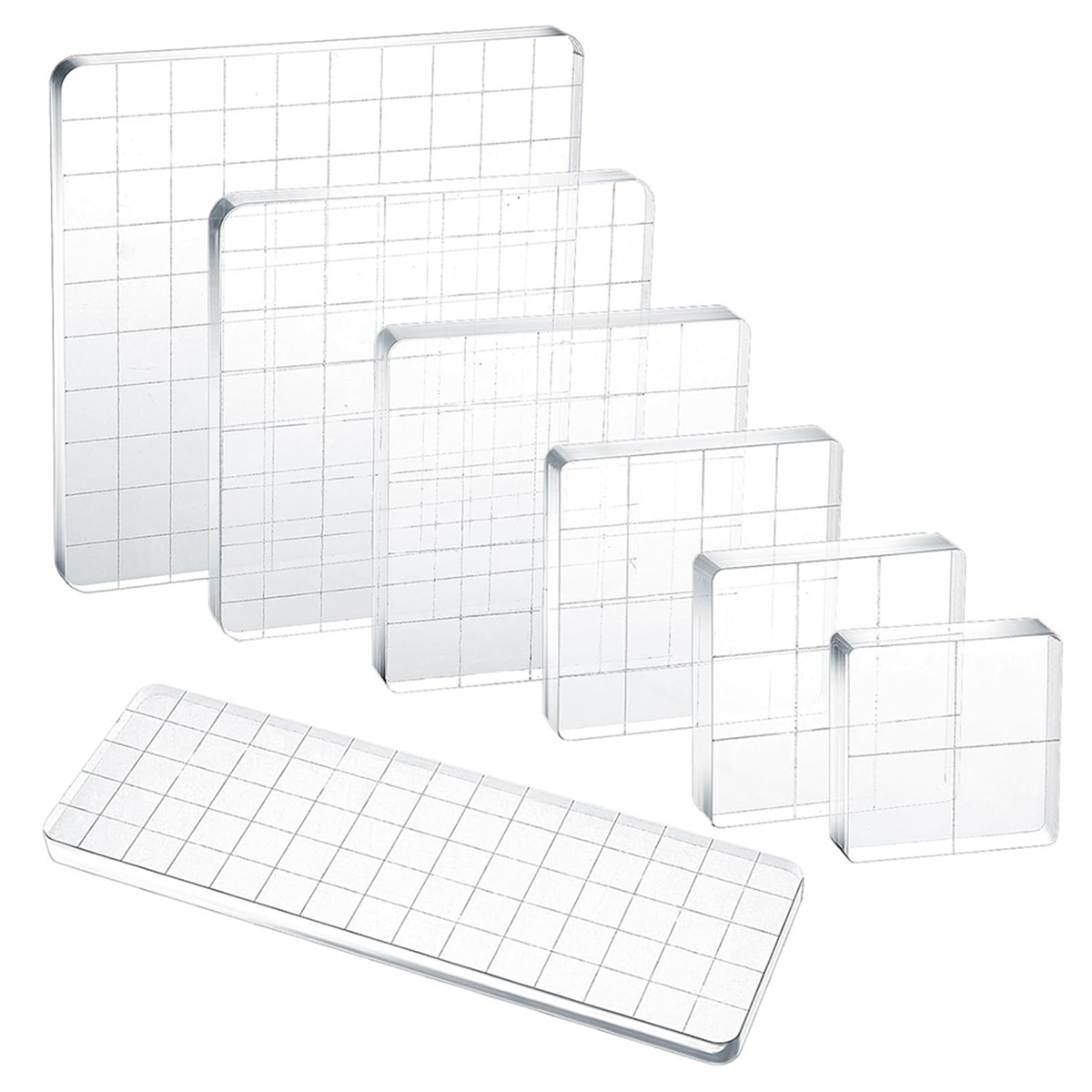 Symkmb 7 Pieces Acrylic Stamp Blocks Clear Stamp Block Tool Set Various ...