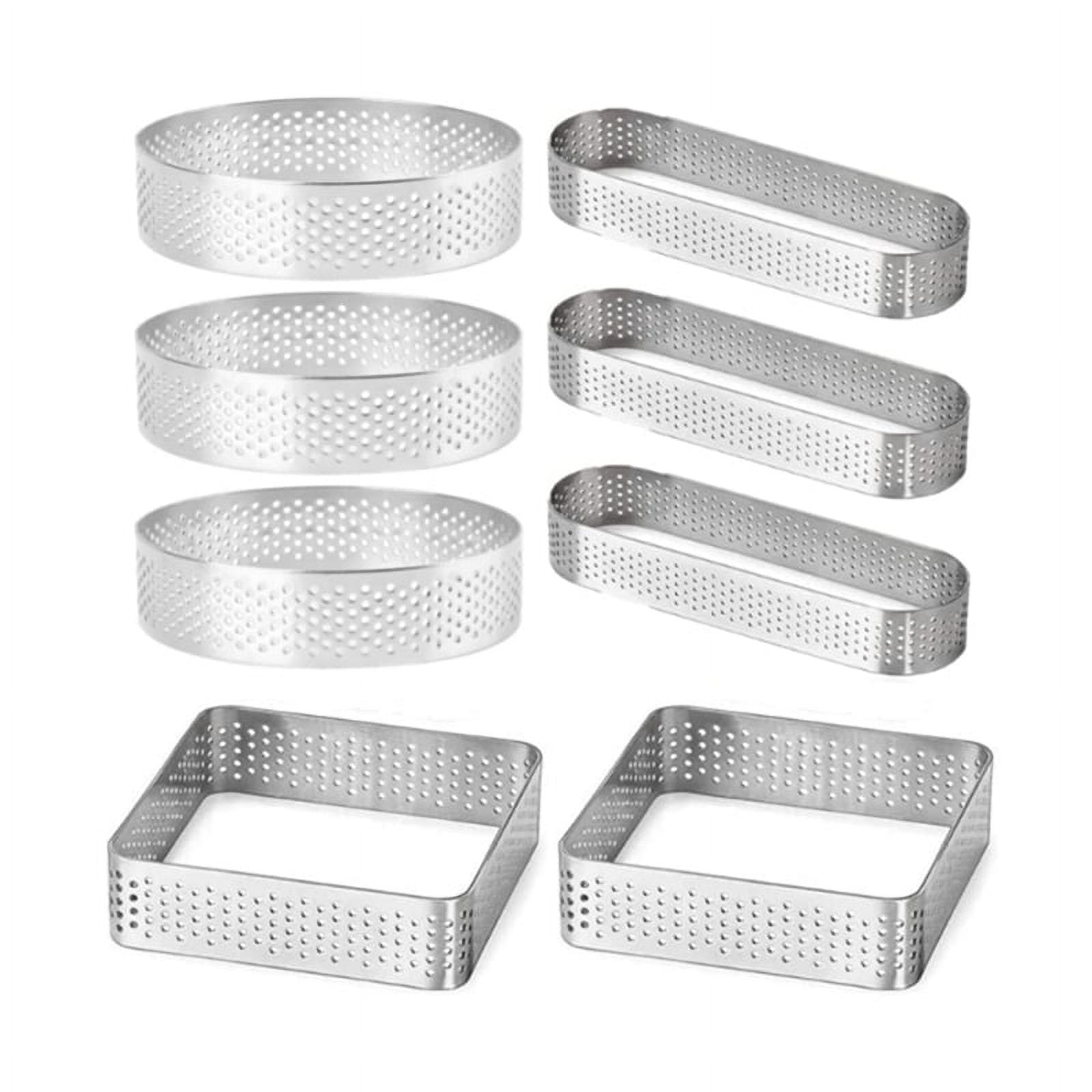Symkmb 8cm Stainless Steel Tart Ring, Heat-Resistant Perforated Cake ...