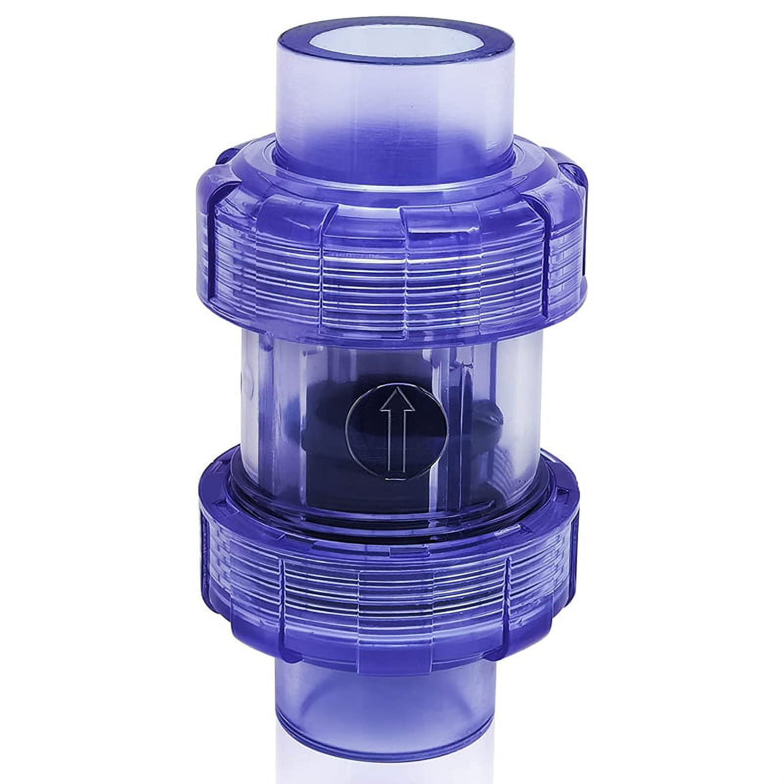 Symkmb Check Valve 3/4 Inch True Union Check Valve Transparent Blue ...