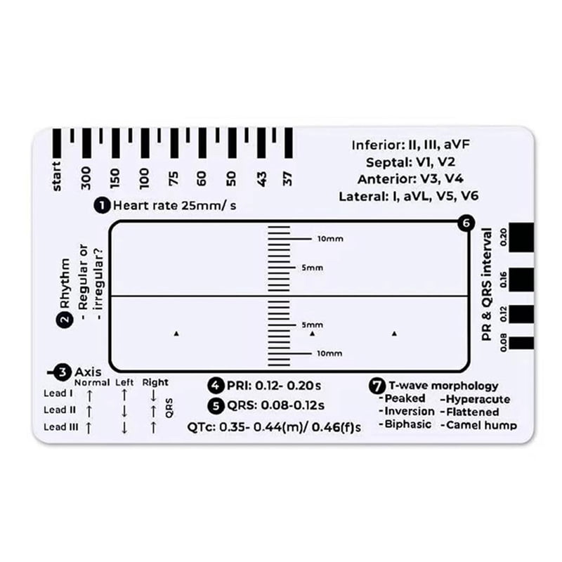 Symkmb ECG 7 Step Ruler, EKG 7 Step Ruler for ECG/EKG Interpretation ...