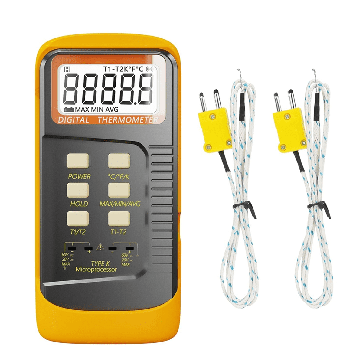 Symkmb Handheld Thermocouple Thermometer, 2-Channel K-Type Thermocouple ...