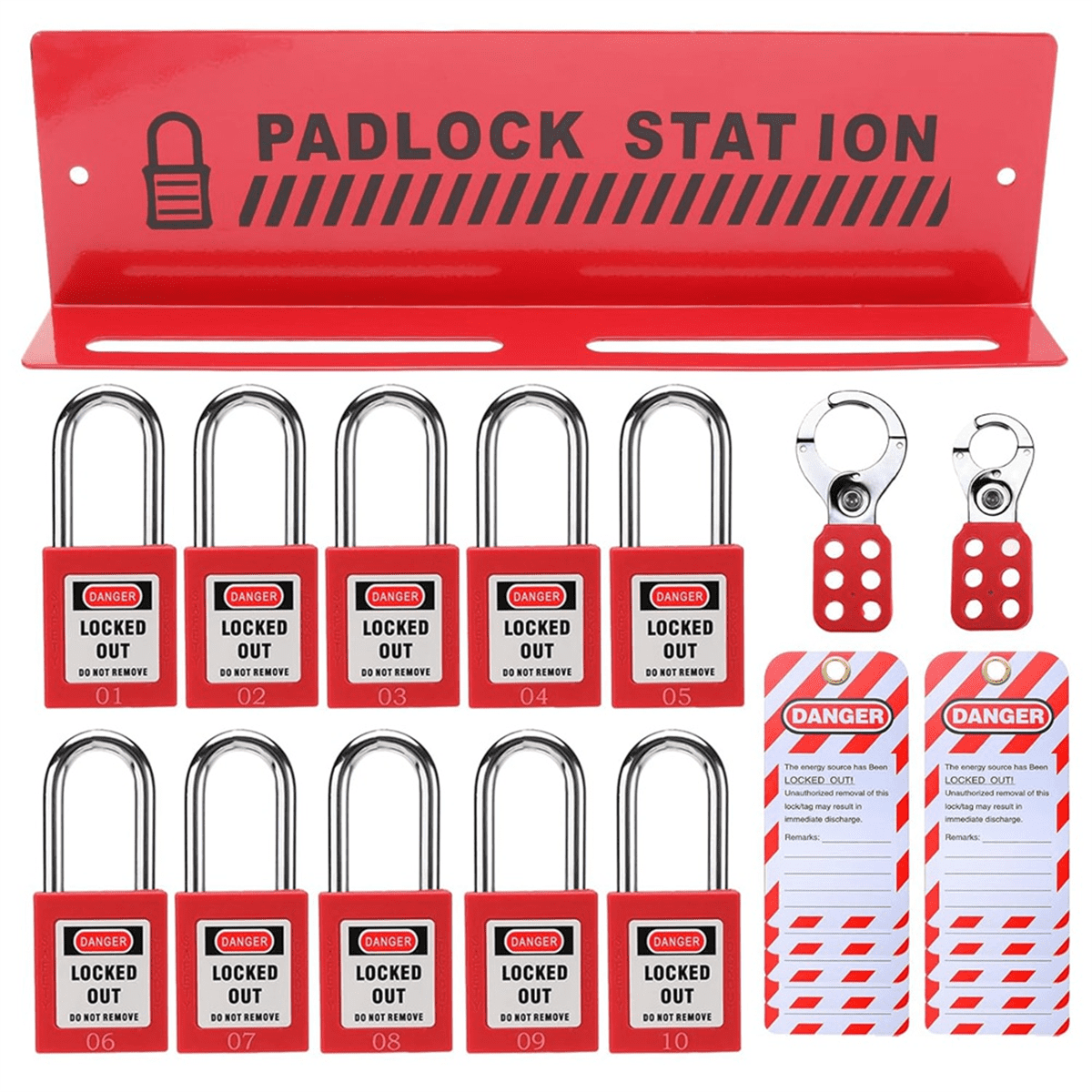 Symkmb Lockout Tagout Station with 10 Keyed Different Safety Padlocks 2 ...