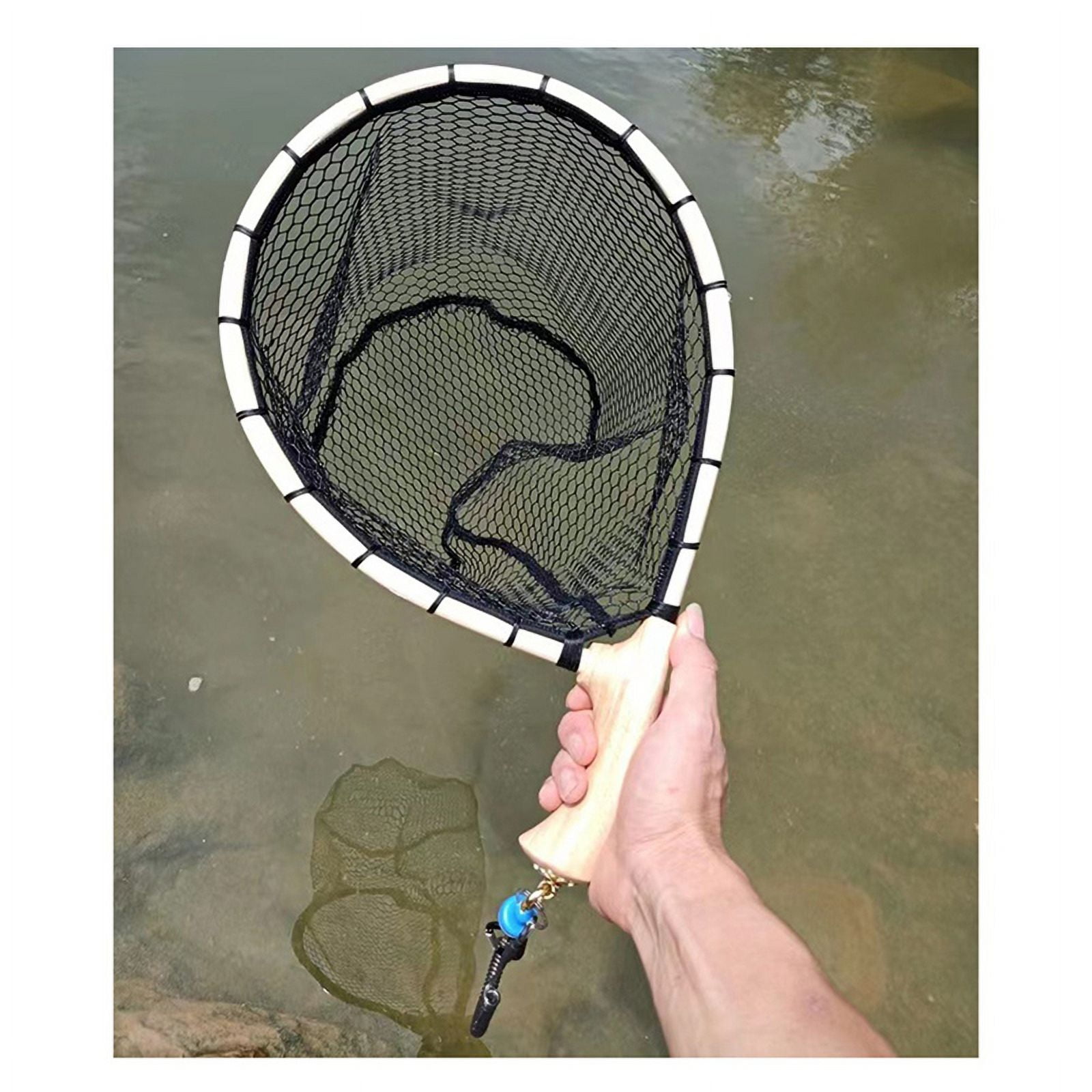 Nylon Fly Fishing Net ,Wooden Non-Slip Handle, Trout Mesh Tool, Fish ...