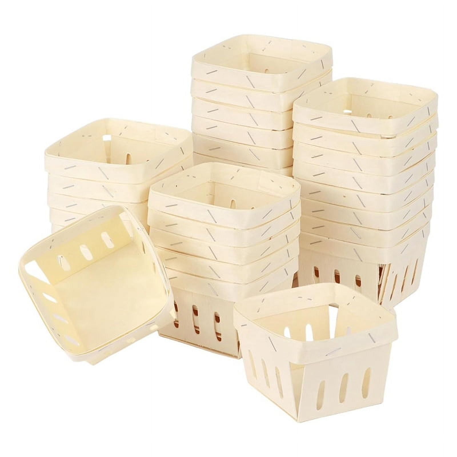Symkmb Small Wooden Berry Basket, Mini Square Vented Basket, Produce ...