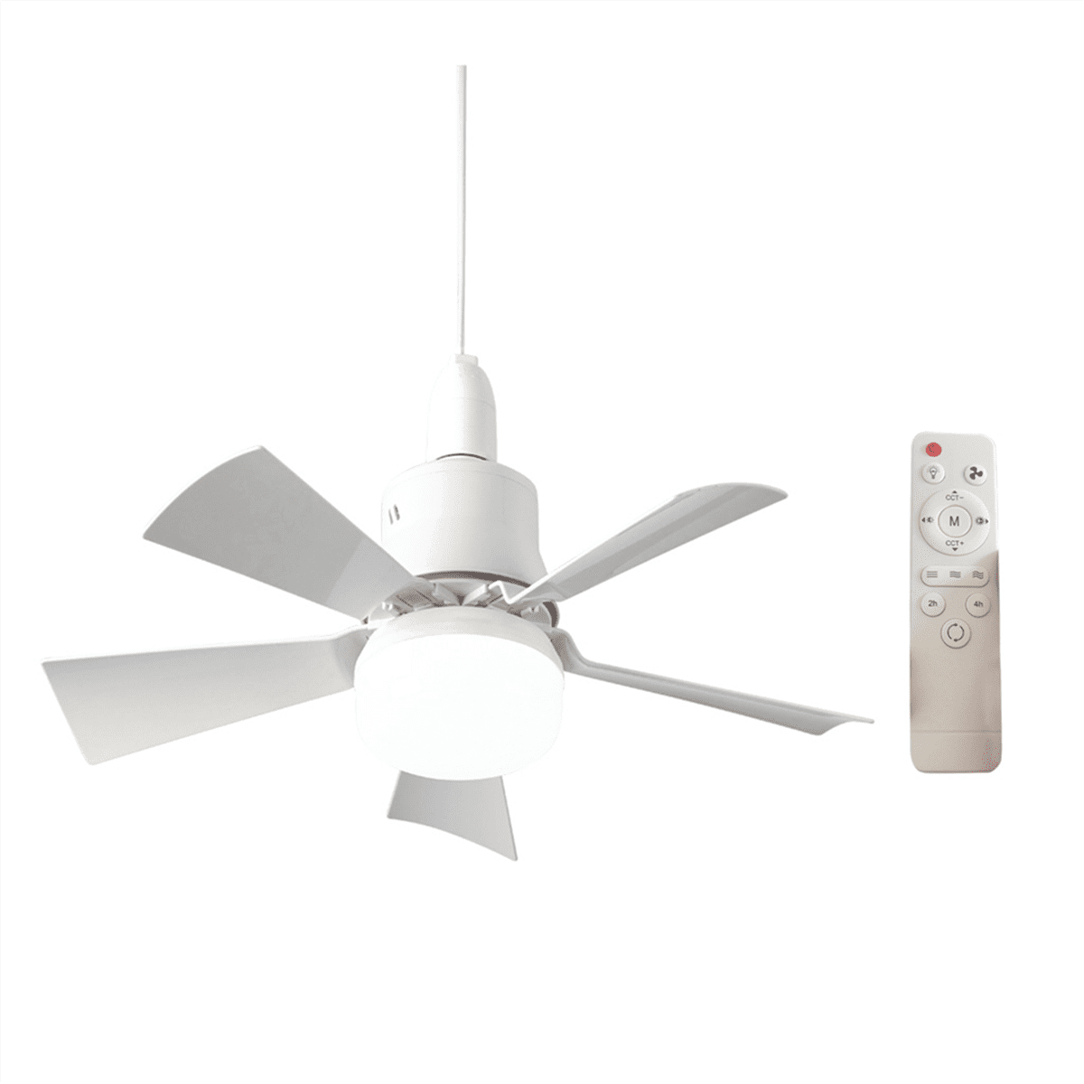 Symkmb Socket Fan Light Small Ceiling Fan with Light and Remote, Screw ...
