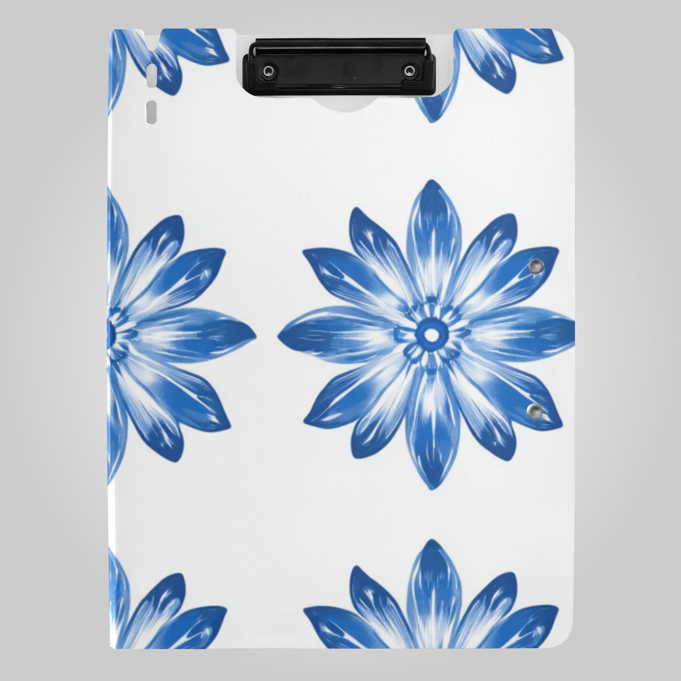 Symmetrical Blue Daisy Flowers Foldable Binder Folder Clipboard with ...
