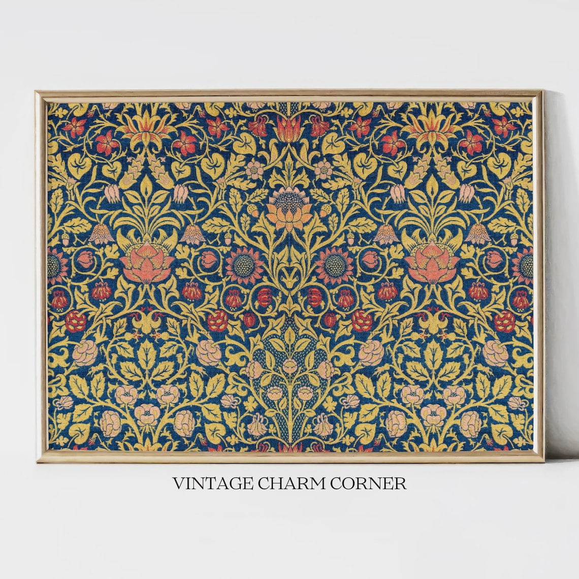 Symmetrical Floral Textile Pattern, Intricate Deep Blue Background With ...