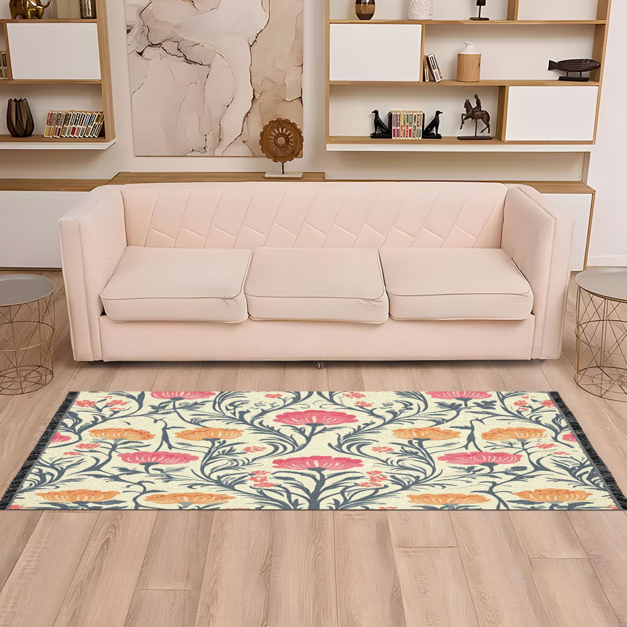 Symmetrical Flowers Designs 72x23.5" Rug - Soft, Durable, and Pet ...