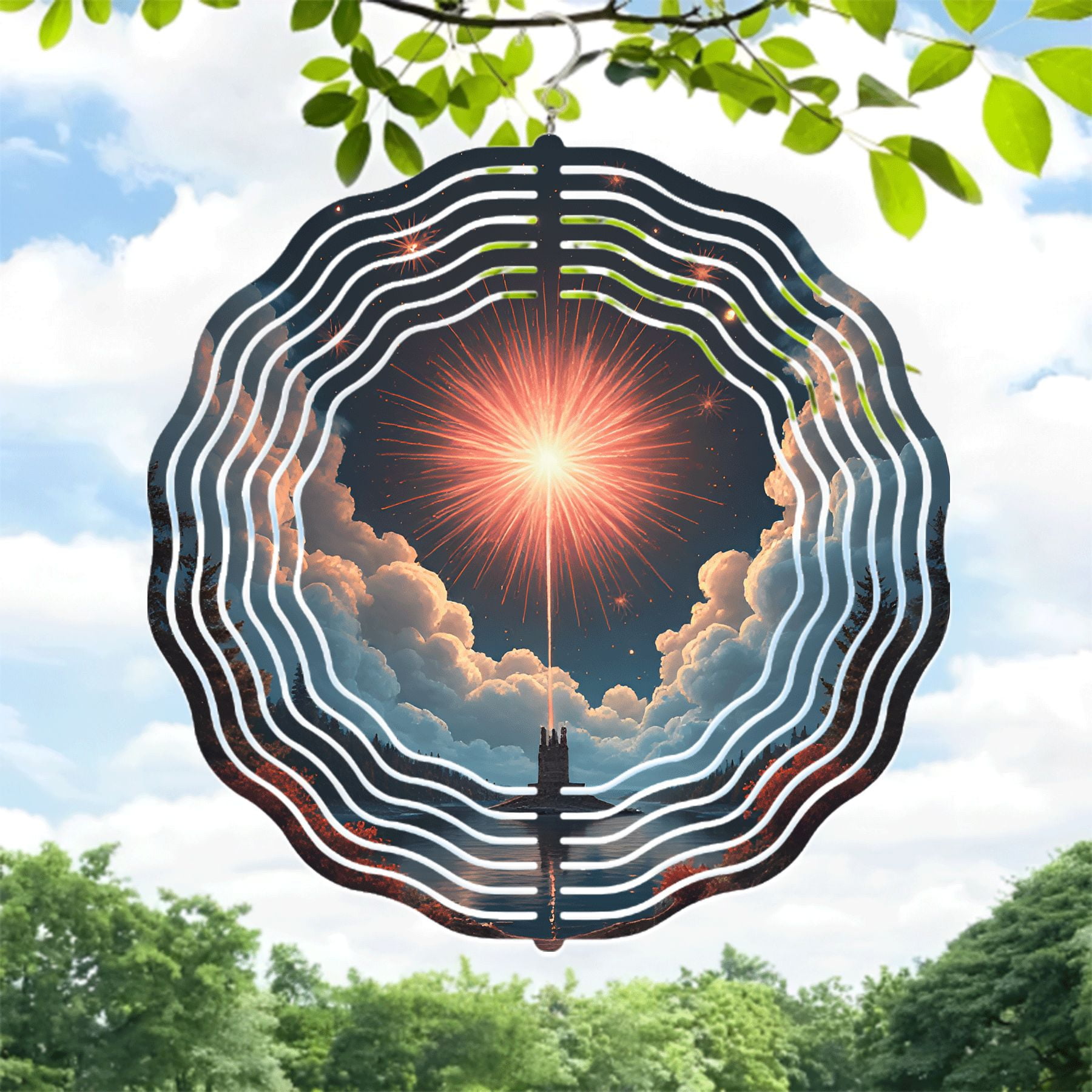 Symmetrical Metal Hanging Wind Spinner with Radiant Burst Design ...