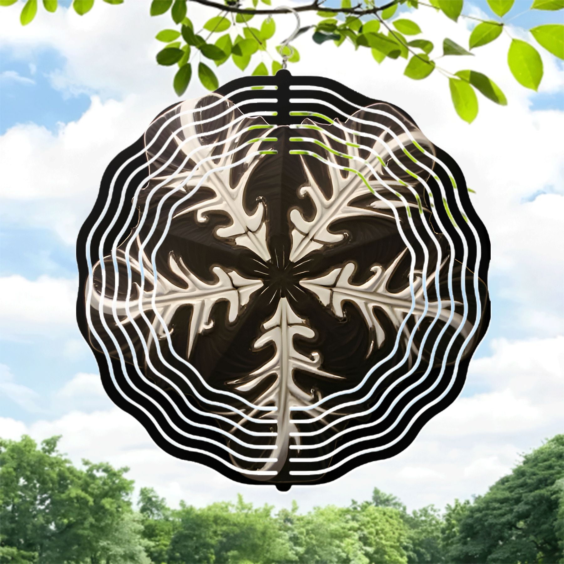Symmetrical Metal Wind Spinner with Intricate Snowflake Design ...