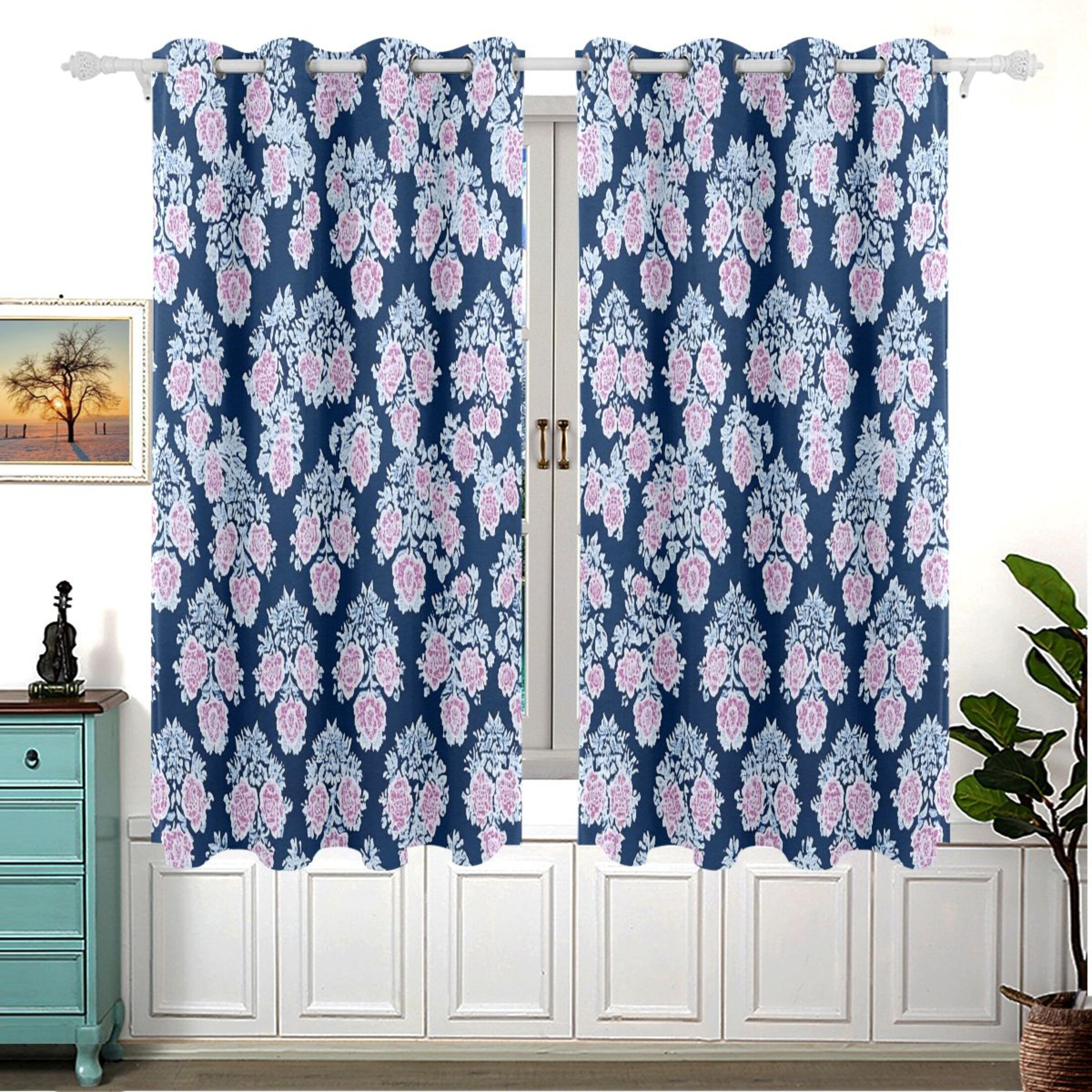 Symmetrical Pattern Design 63x55in Window Curtain Panels 63x55in 2 ...