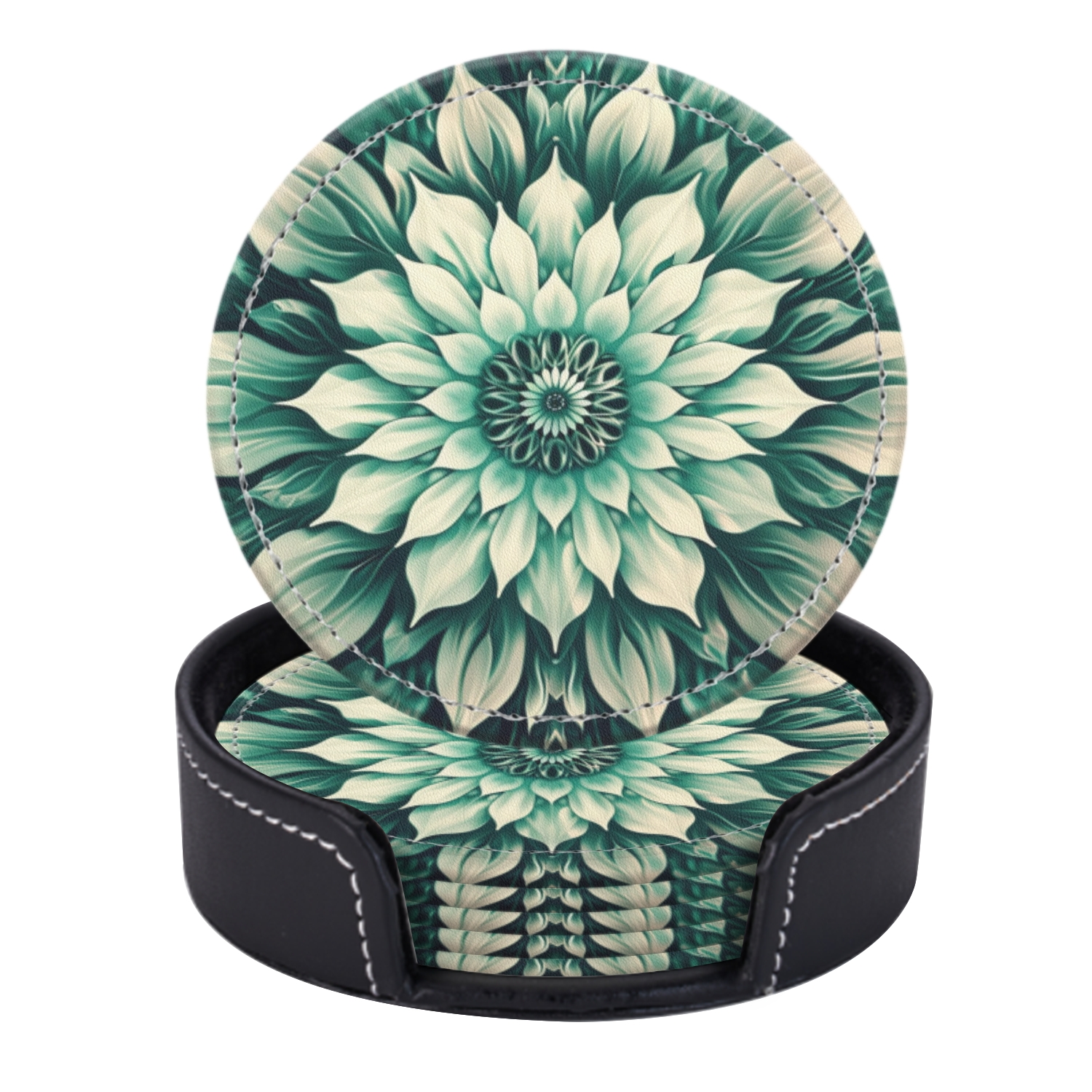 PU Leather Coasters for Drinks Bar Beer,Set of 6 with Holder,Round ...