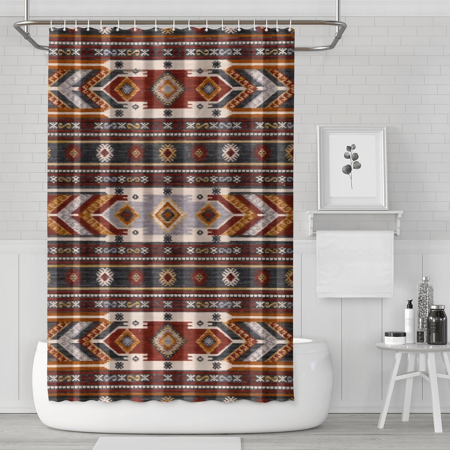 Symmetrical Rustic Style Shower Curtain, Nordic Boho Bohemian ...