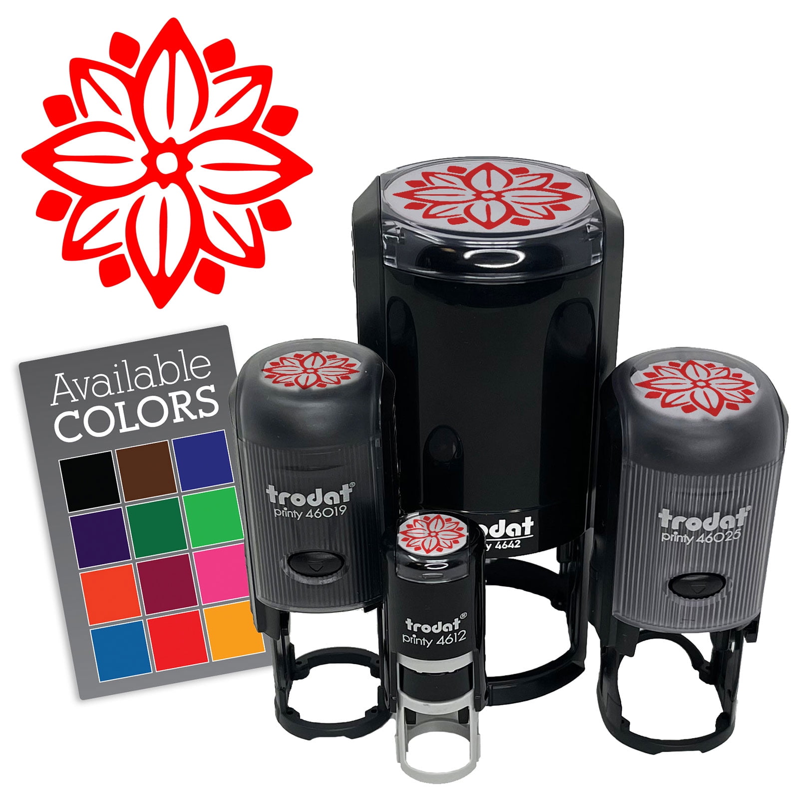 Symmetrical Spiral Flower Lotus Self-Inking Rubber Stamp for Stamping ...