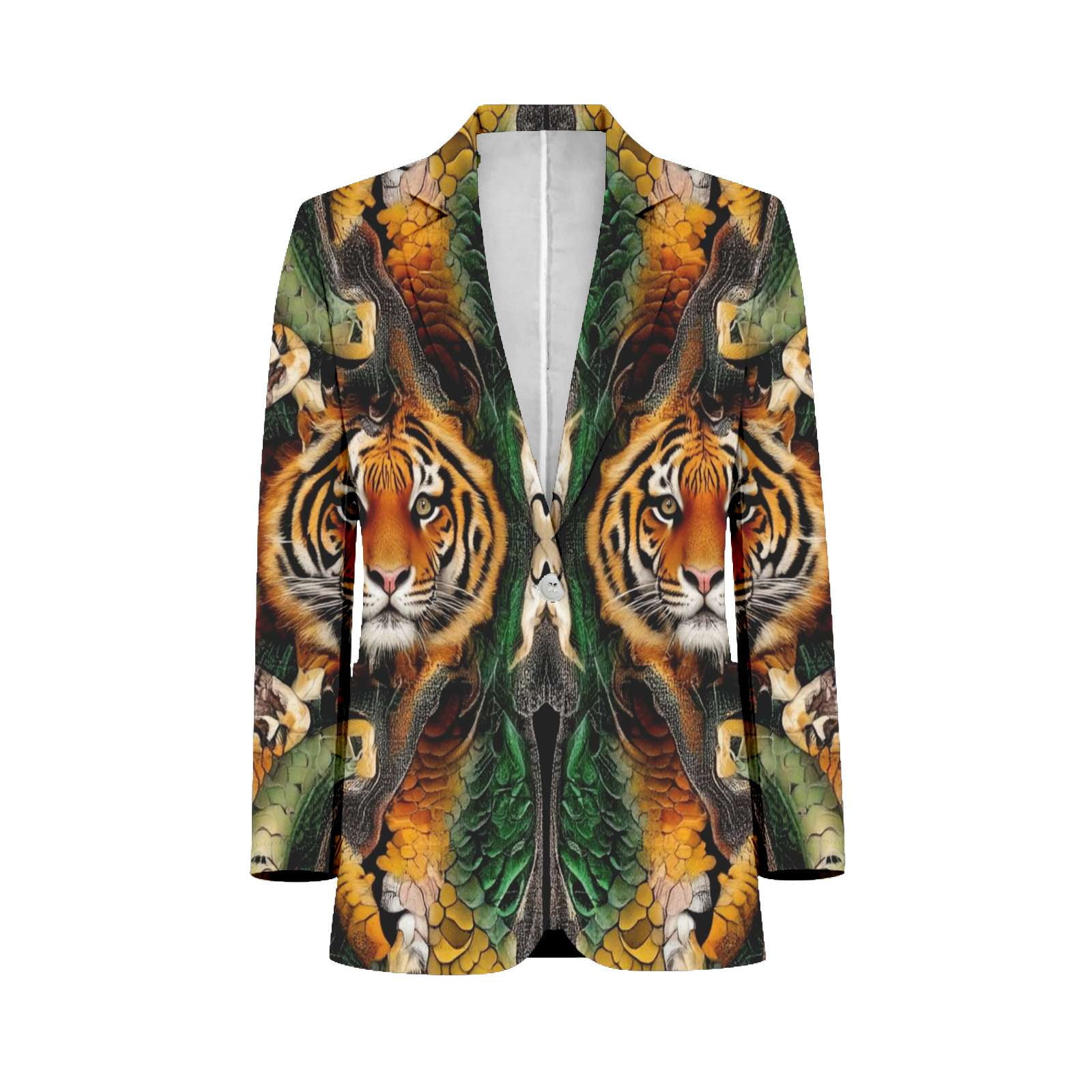 Symmetrical Tiger Jungle Pattern Customized Men's Suits full man Shawl ...
