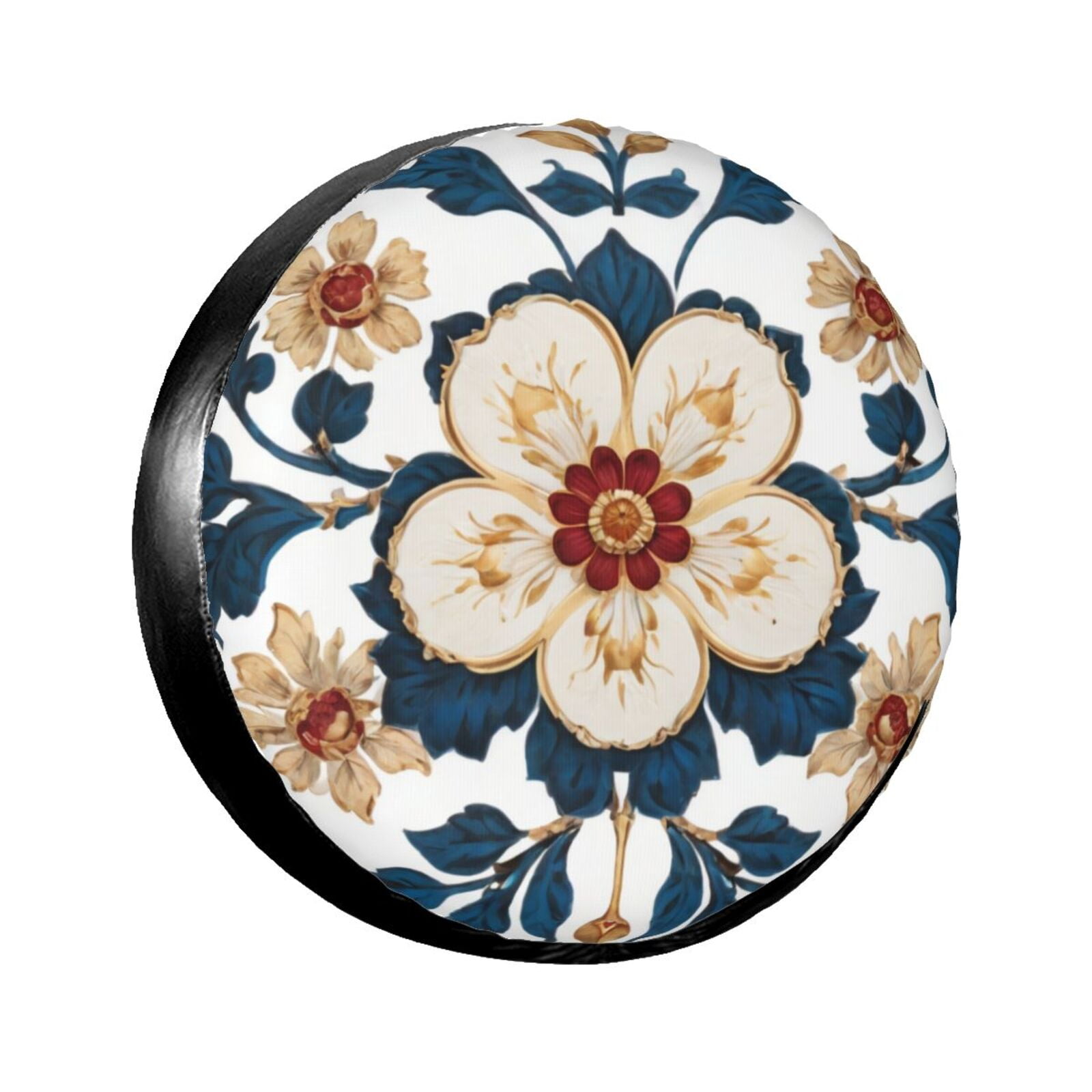 Symmetrical Floral With Traditional Aesthetic Camping Spare Tire Cover
