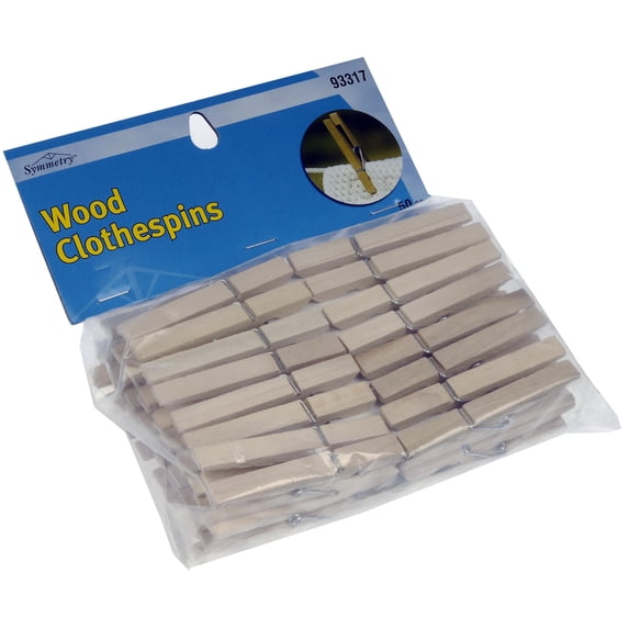Symmetry Natural Wooden Clothespins, 2.78”, Non-Coated, Traditional ...