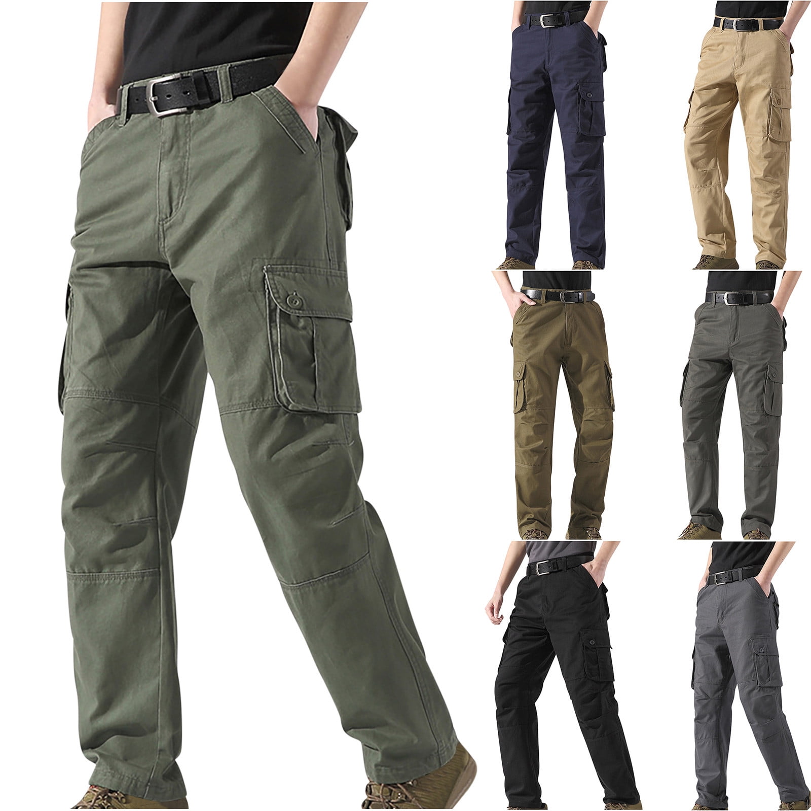 Symoid Cargo Pants for Men Fall and Winter Christmas Gift Solid Multi ...