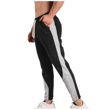 Ma Croix Mens Stripe Track Pants Skinny Fit Elastic Athletic Training ...