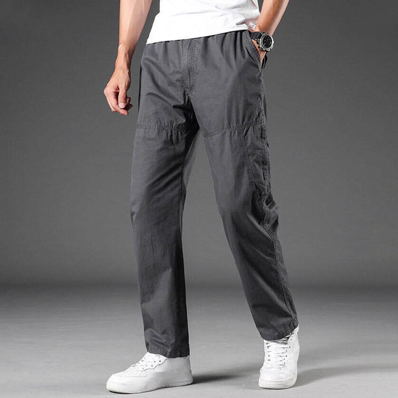 SYMOID Mens Size 2XL Pants - Cotton Cargo Work Pants with Elastic Waist ...