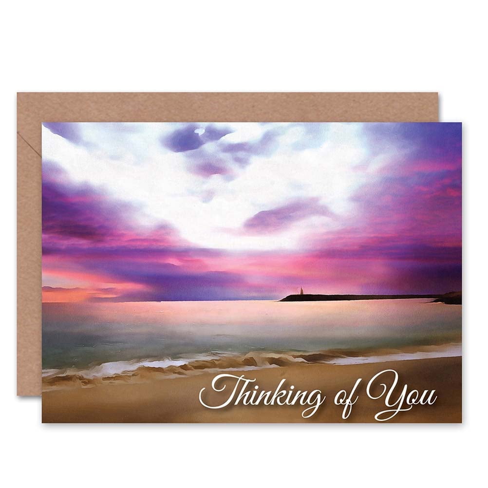 Sympathy Bereavement Landscape Sea Greetings Card Plus Envelope Blank ...