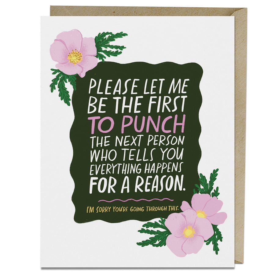 Sympathy Card with Humorous Design – “Please Let Me Be The First to Punch” Message – Envelope ...