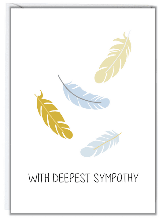 Sympathy Card with Elegant Feather Design – "With Deepest Sympathy ...