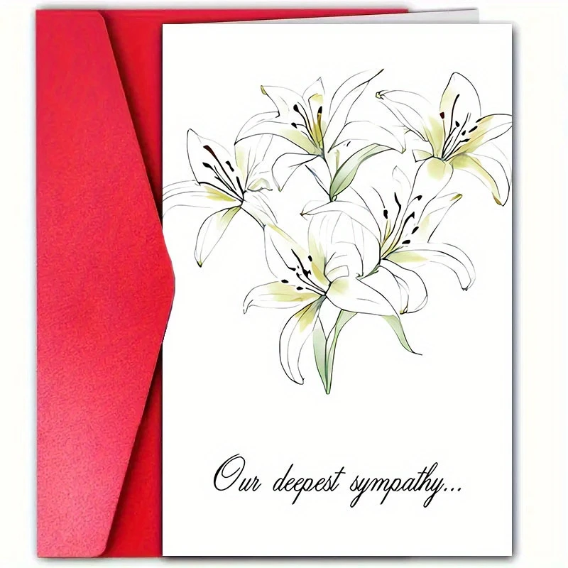Sympathy Card with Floral Design – "Our Deepest Sympathy" Message ...