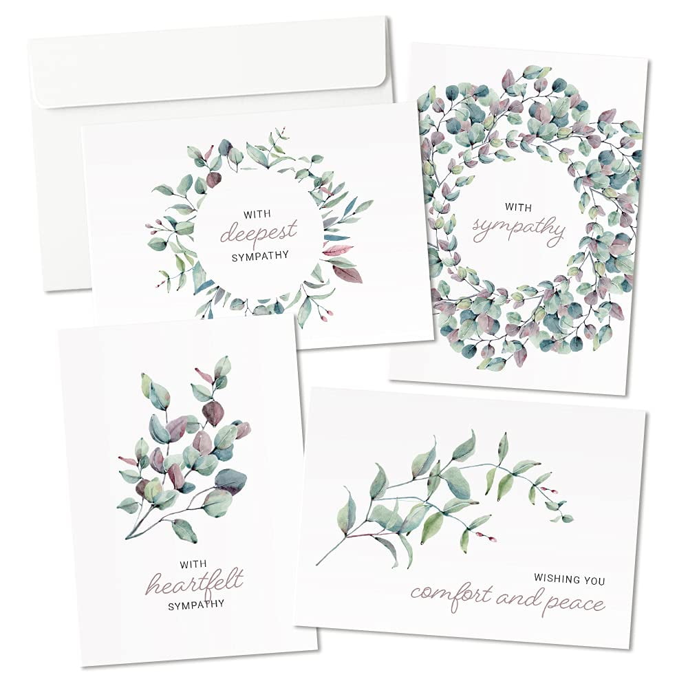 Sympathy Cards with Envelopes - 24 Pre-Scored and Double-Sided ...