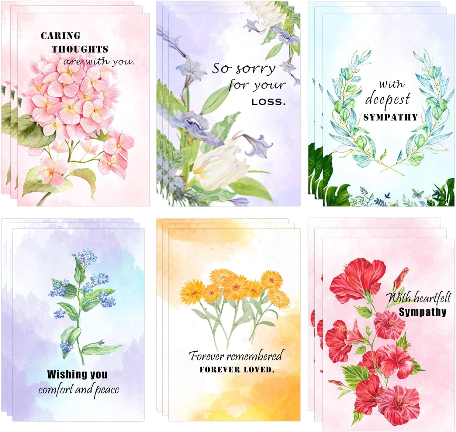 Sympathy Cards Set 5x7 inch Greetings Sympathy Cards Assortment with ...