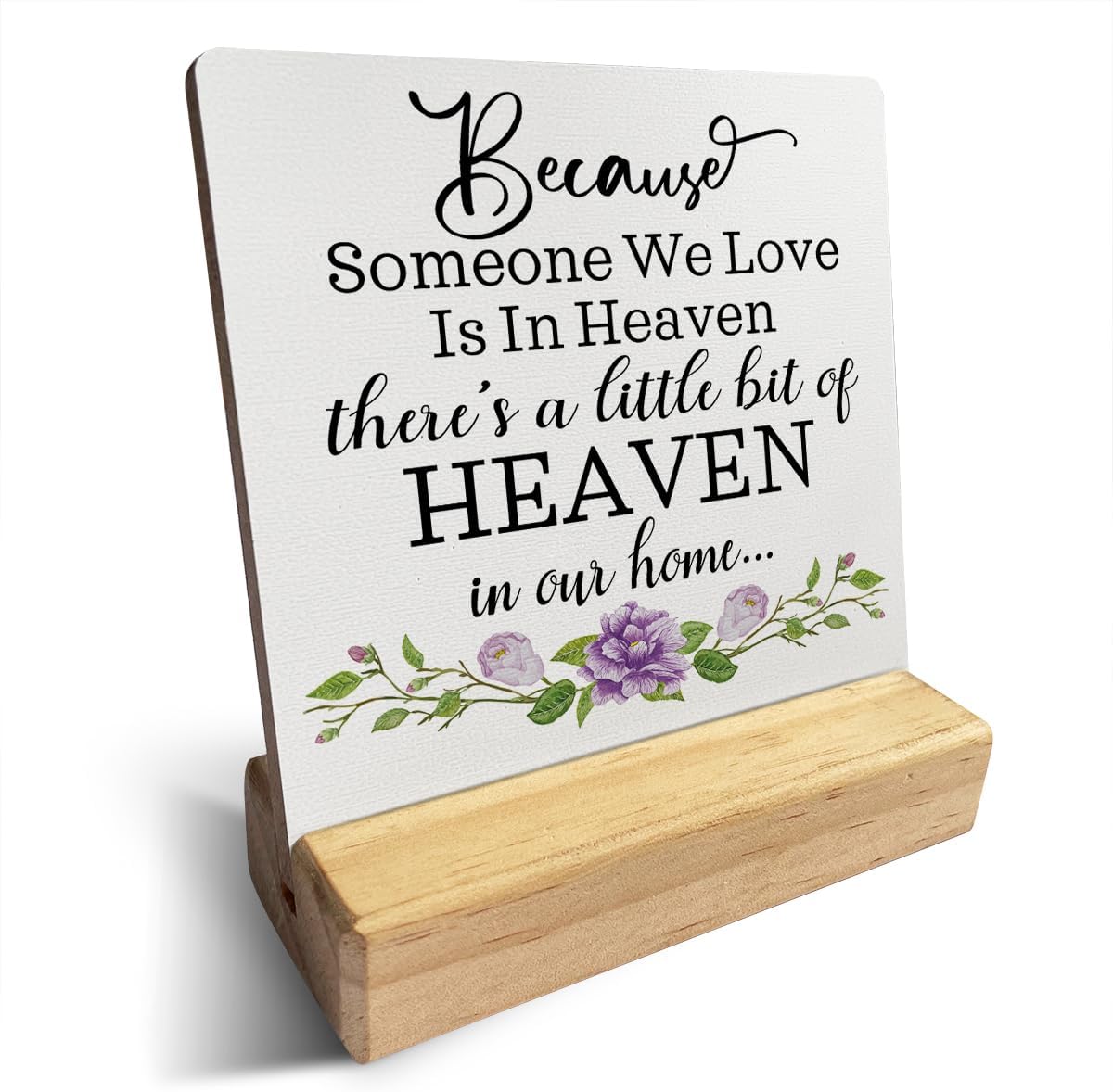 Sympathy Gift, Memorial Gifts, Desk Decor, Purple Flower Wood Sign ...
